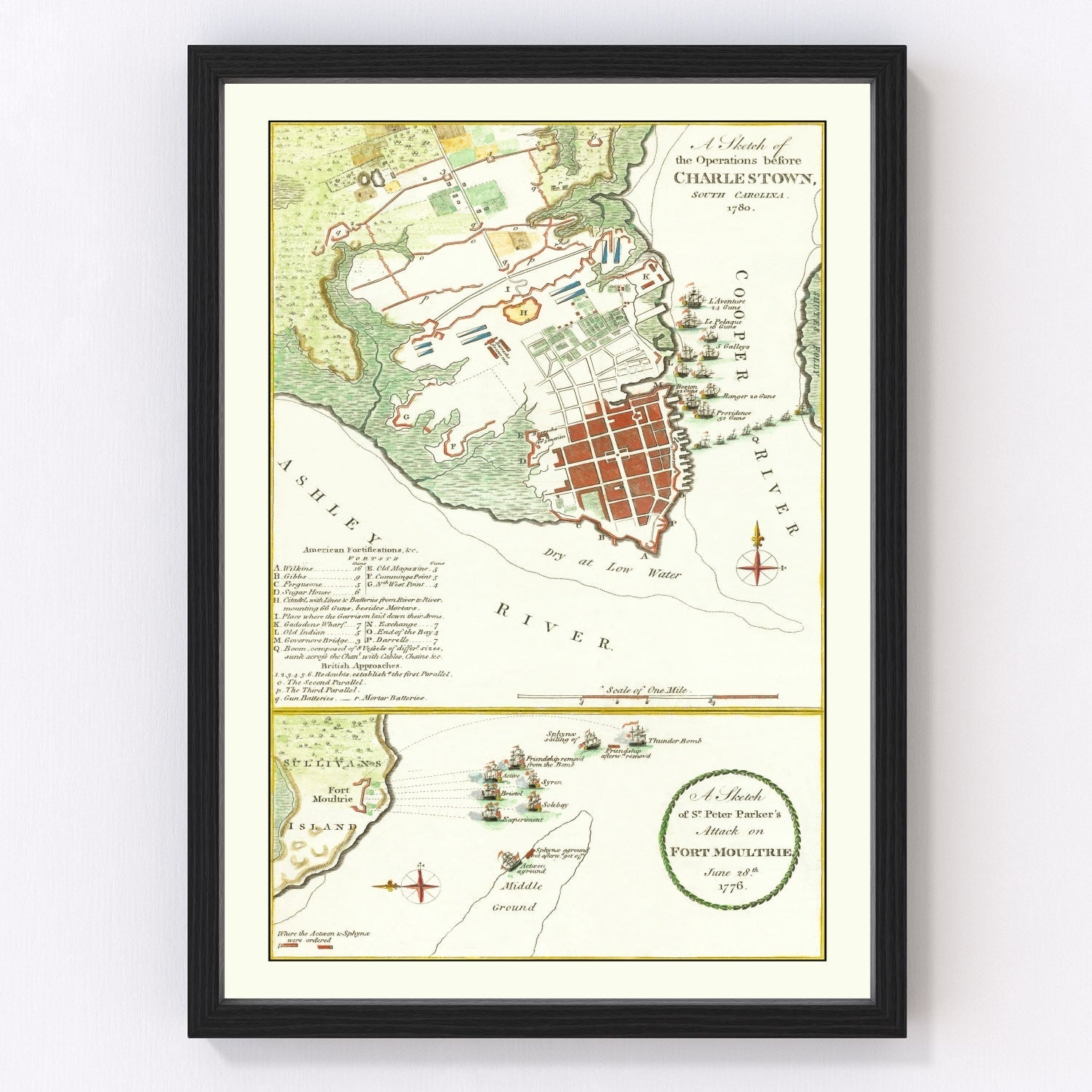 Vintage Fort Moultrie Map 1780
