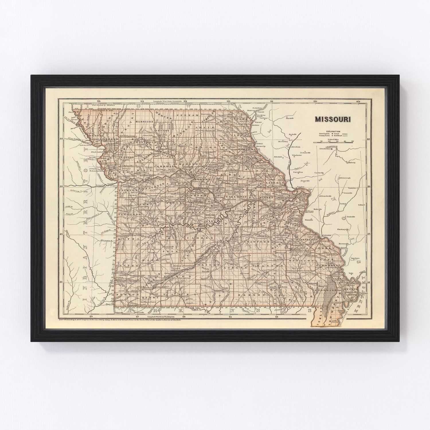 Vintage Map of Missouri 1842