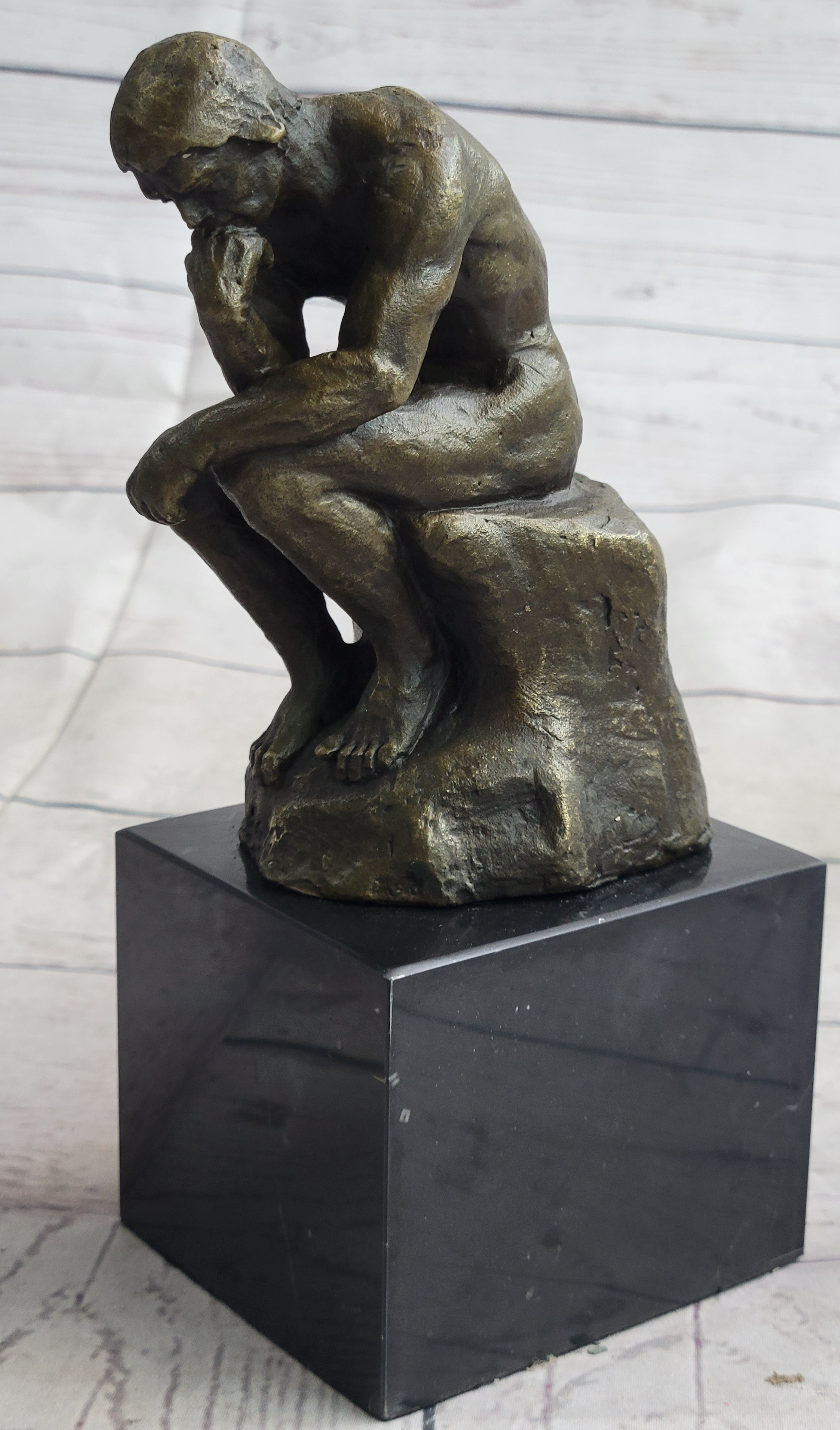 THINKING MAN THINKER Auguste Rodin Bronze Statue Sculpture Miniature R