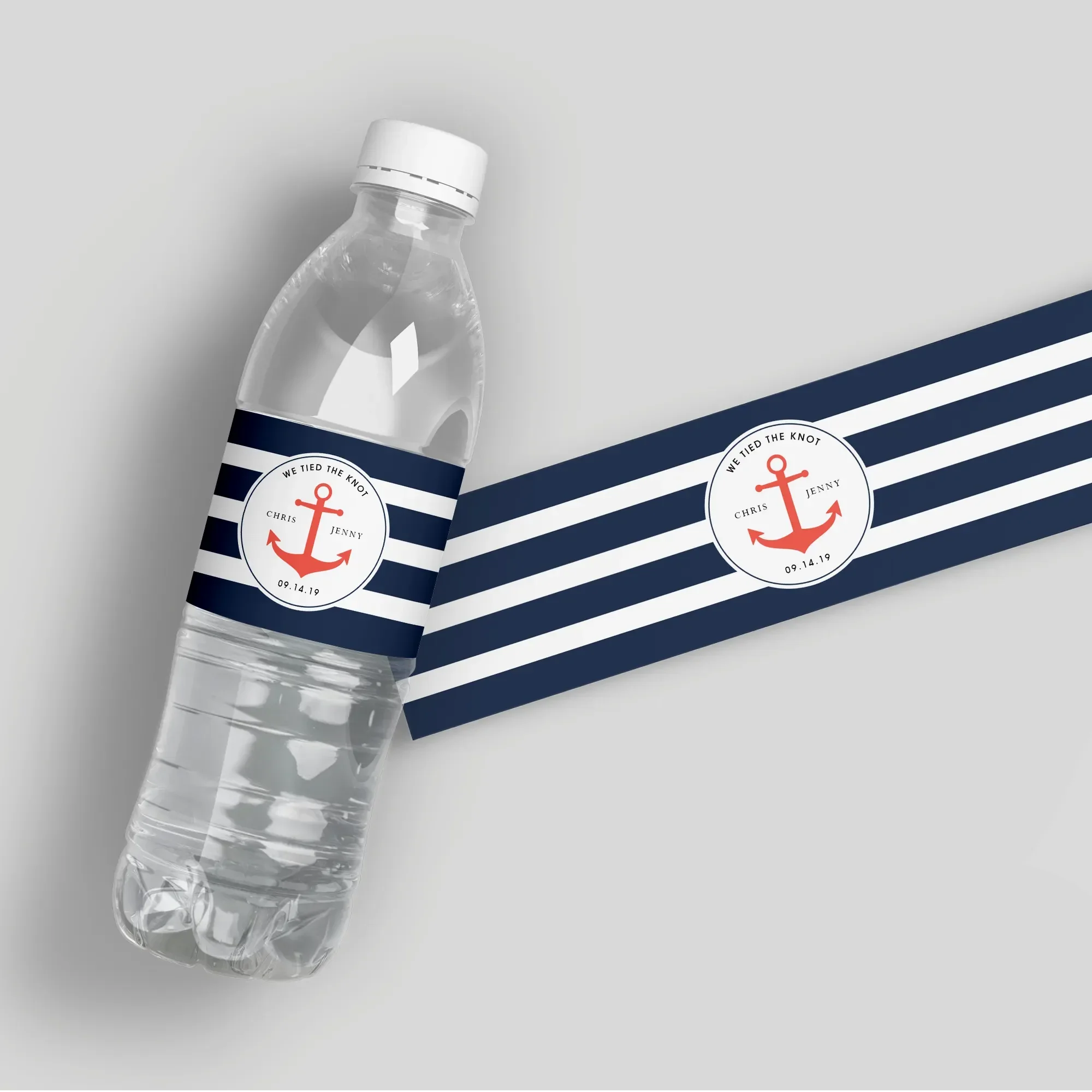 Anchor Striped Water Bottle Labels