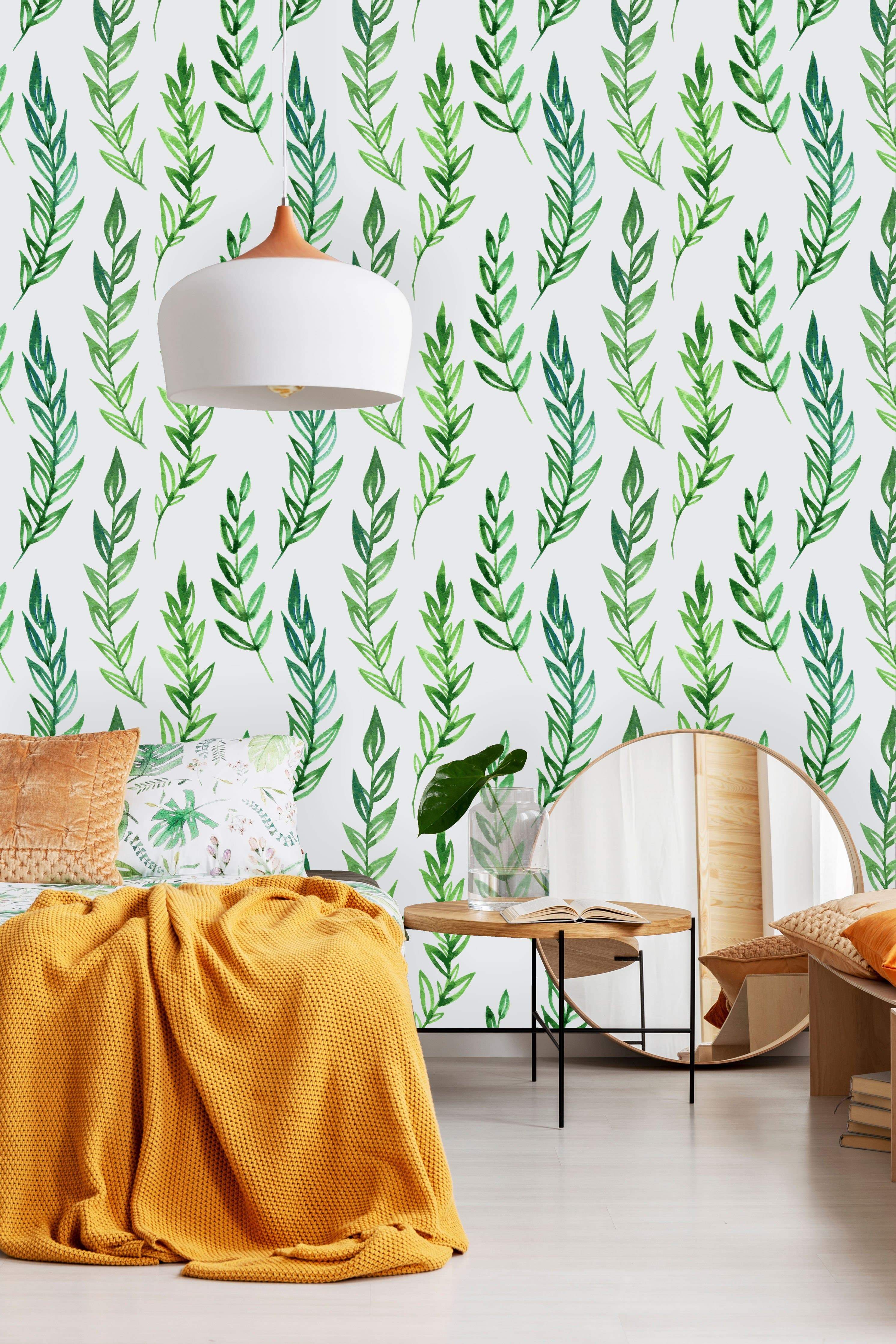 Pattern with Fern Leaves Wallpaper