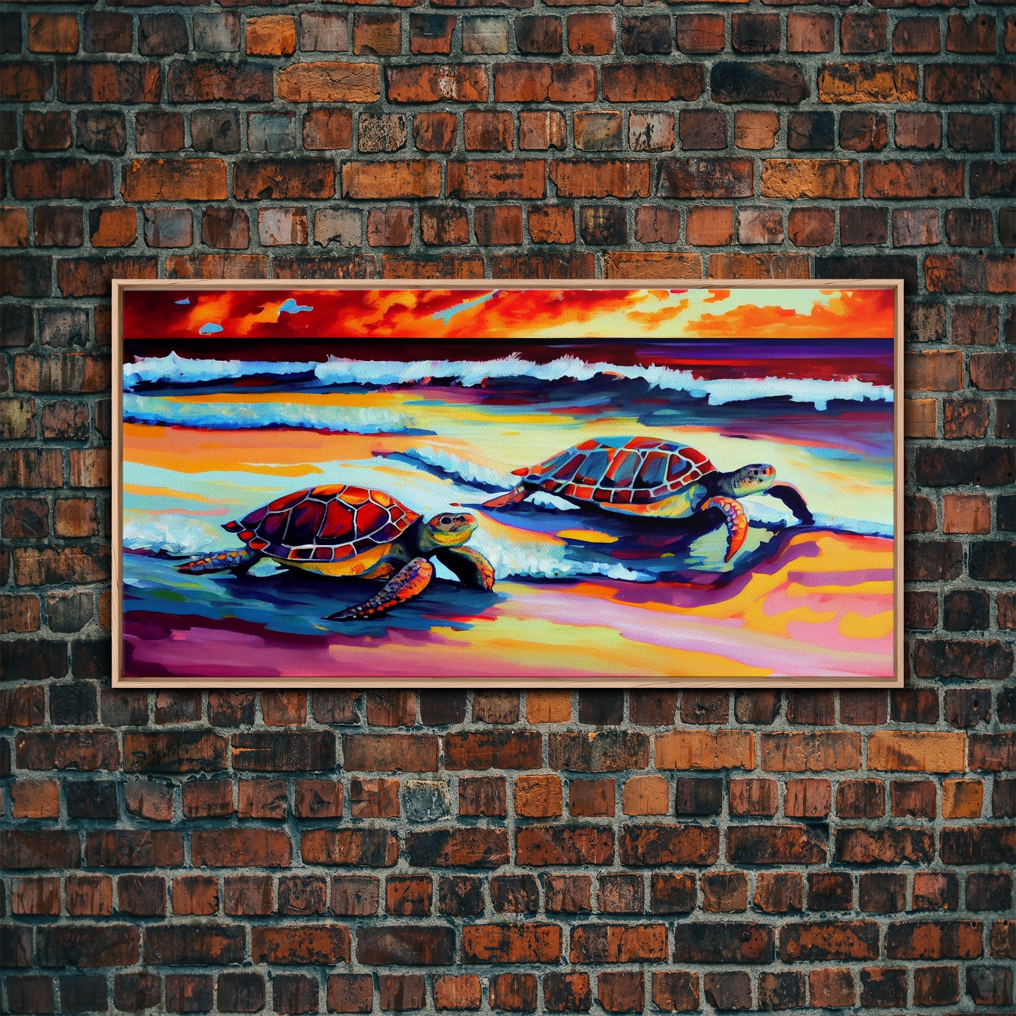 Sea Turtle Framed Canvas Print Painting, Watercolor Painting, Sea Turt