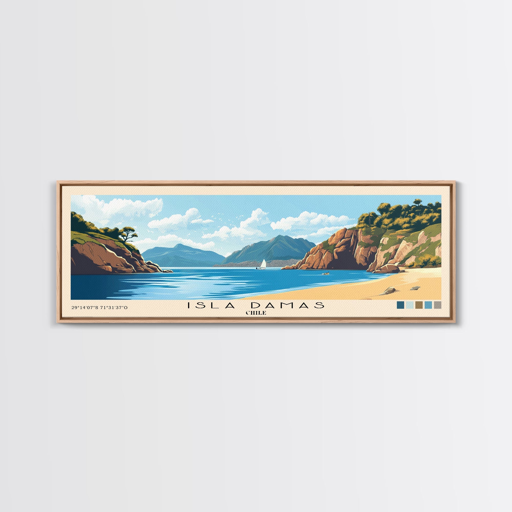 Isla Damas, Chile Panoramic Print, Vacation Gift, Chile Wall Art, Beac