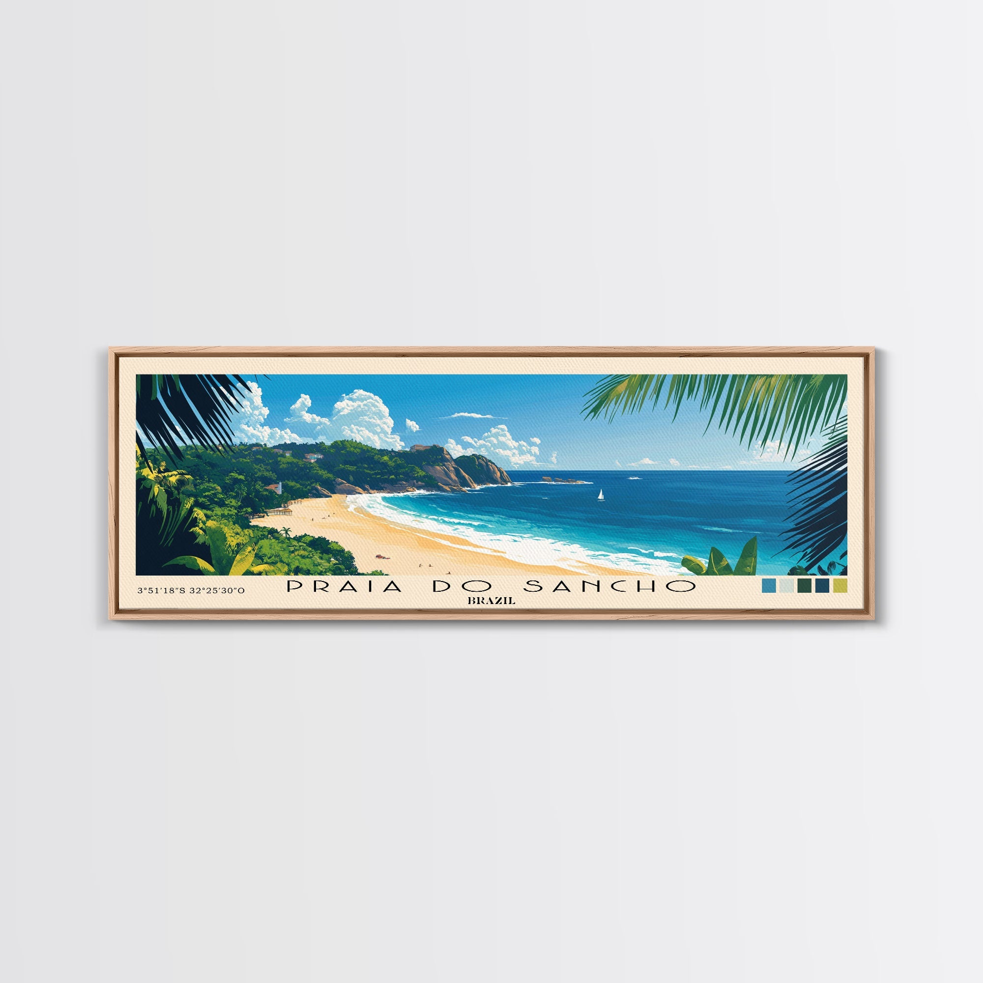Praia do Sancho, Brazil Panoramic Beach Print, Vacation Gift, Brazil W