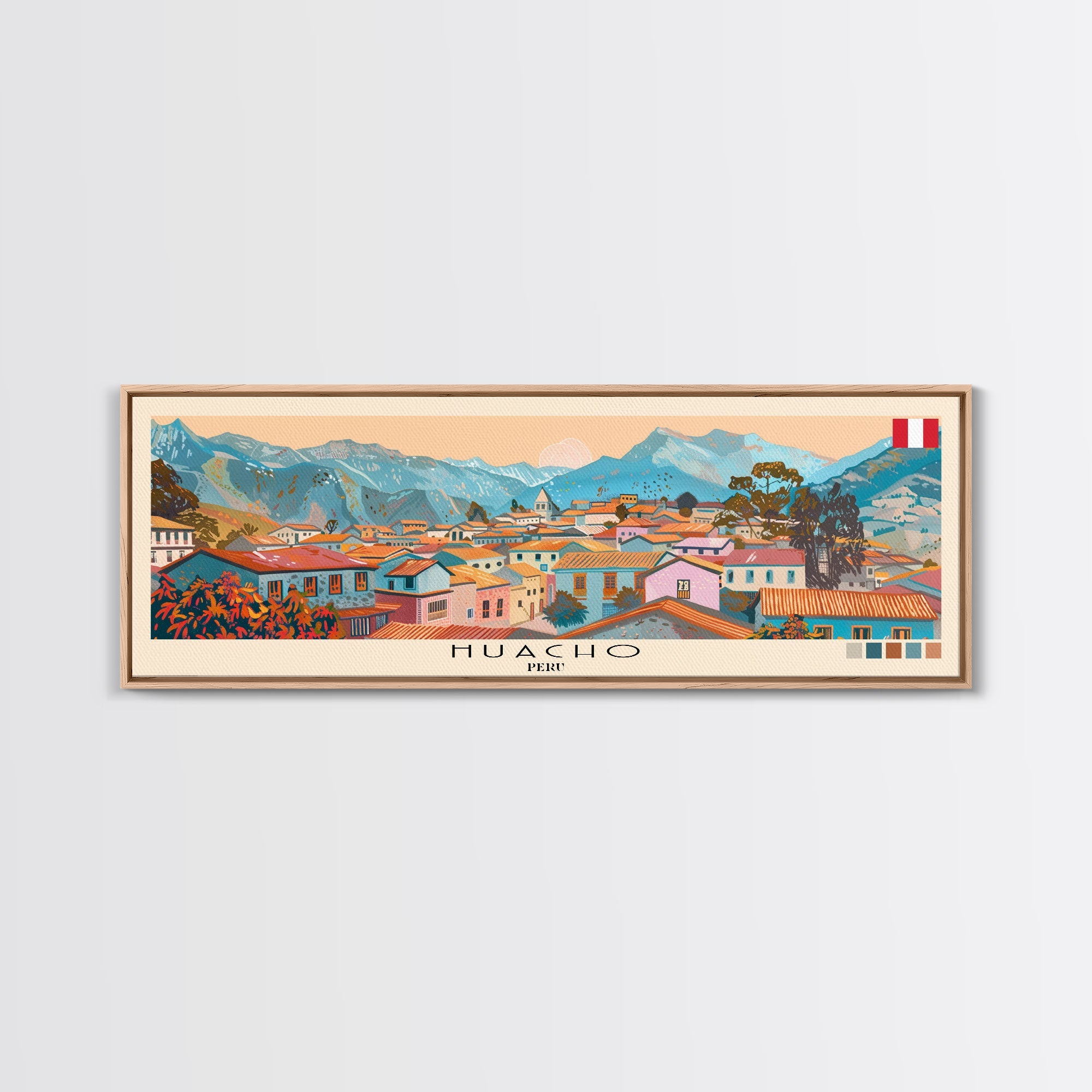 Huacho, Peru Panoramic Canvas Print, Huacho, Peru Painting, Peru Art,