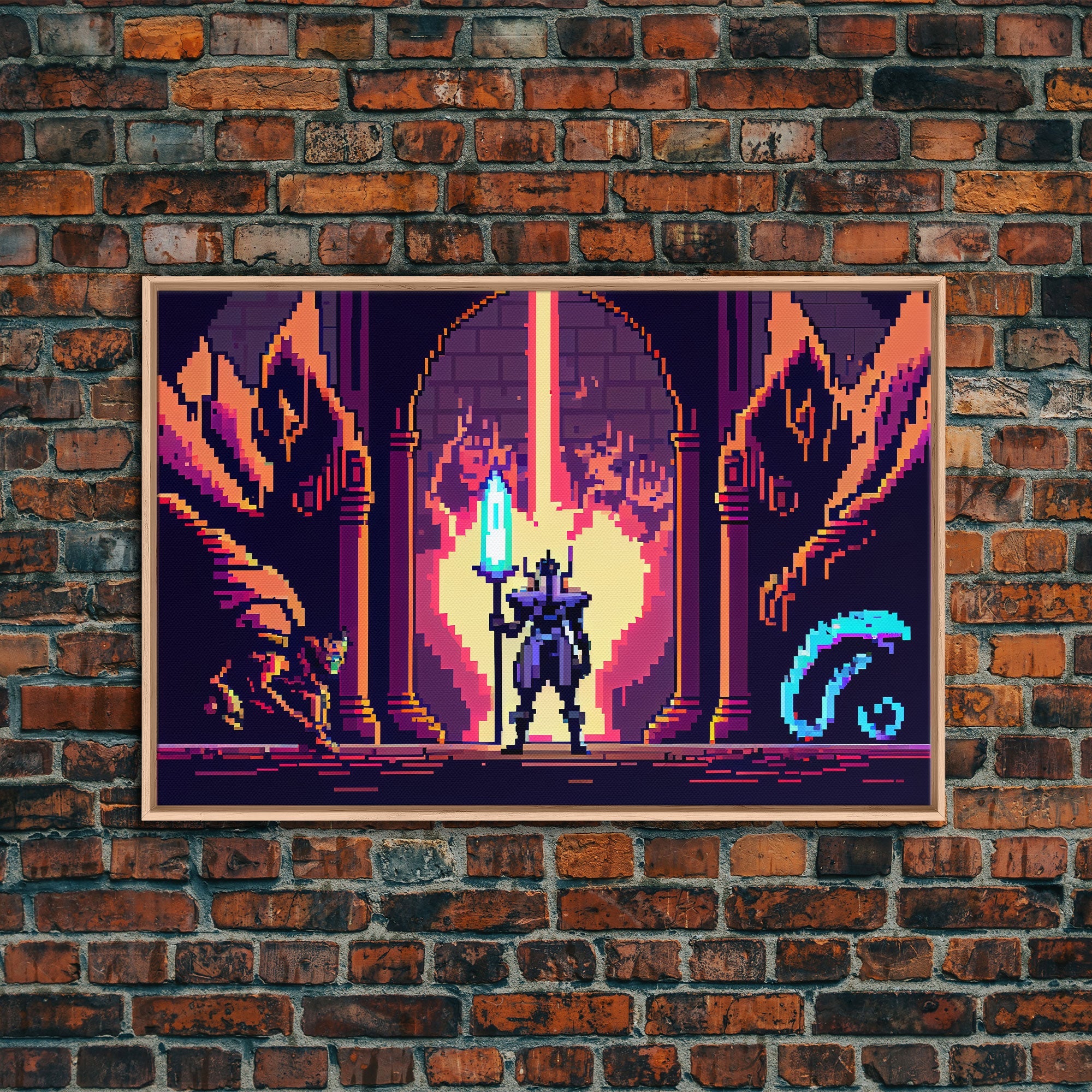 RPG pixel art, fantasy pixel art, Paladin Templar Art, synthwave style