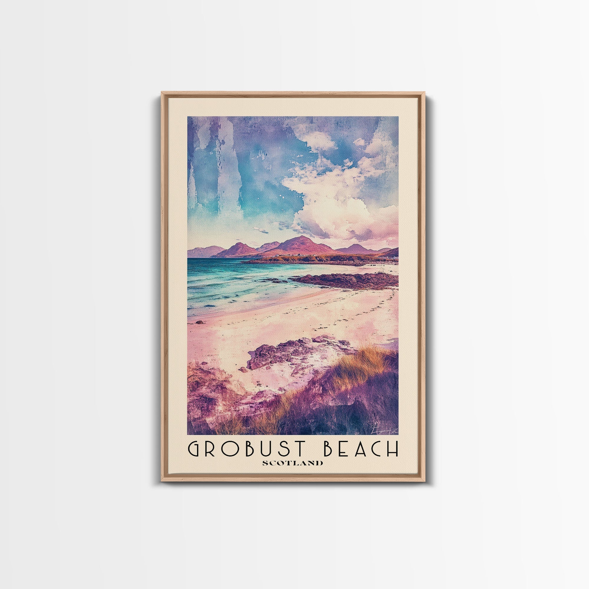 Grobust beach, Scotland Watercolor Print, Vacation Gift, Scotland Wall