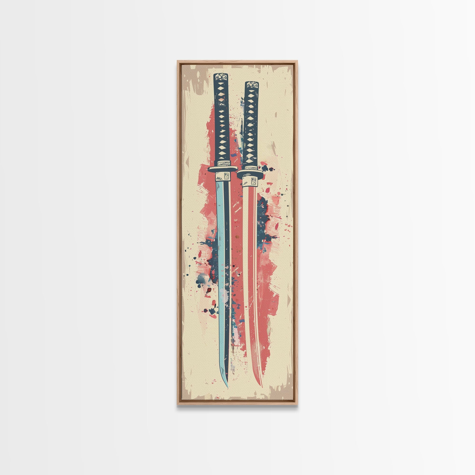 Abstract Samurai Swords Framed Canvas Print Ukiyo-e Art Japanese Style