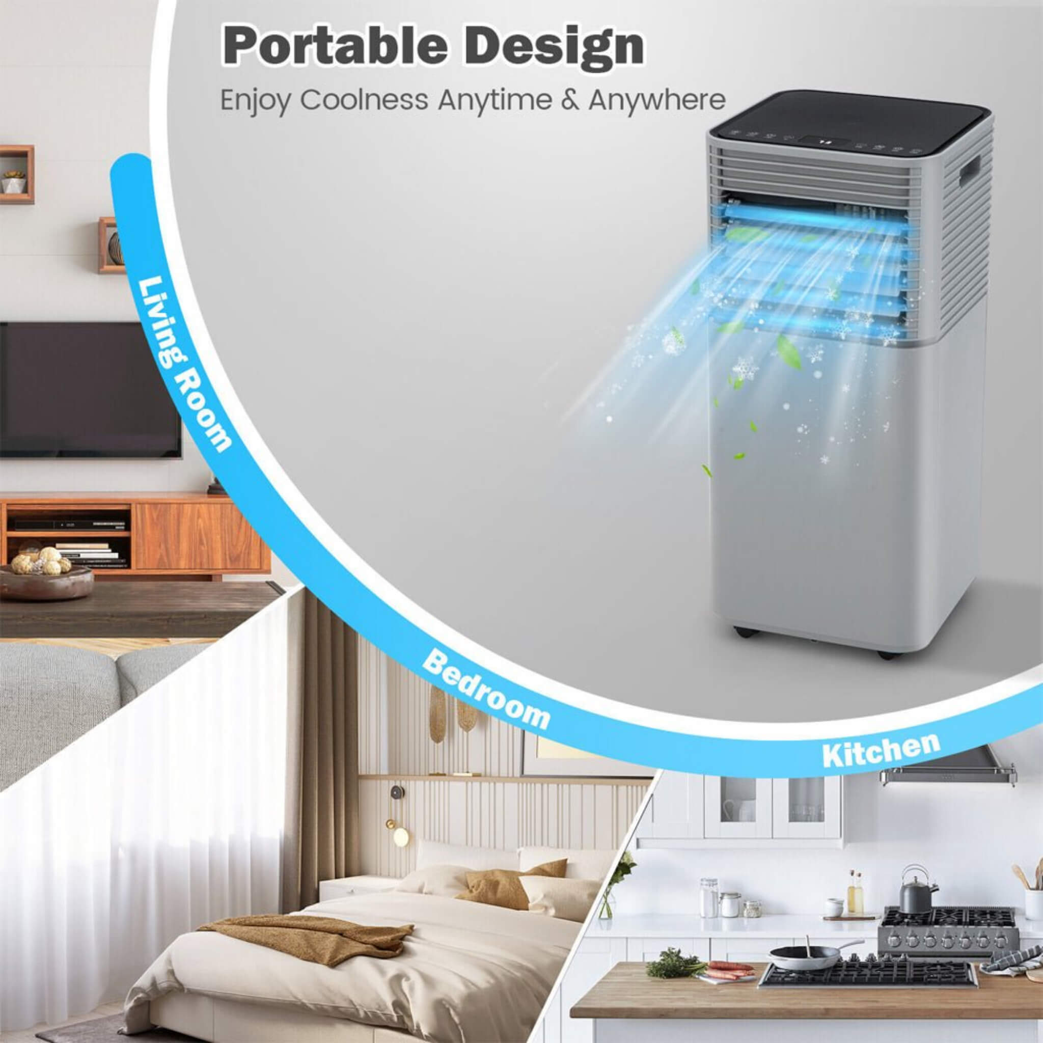 10K BTU Portable Room Air Conditioner Unit With Dehumidifier And Fan M