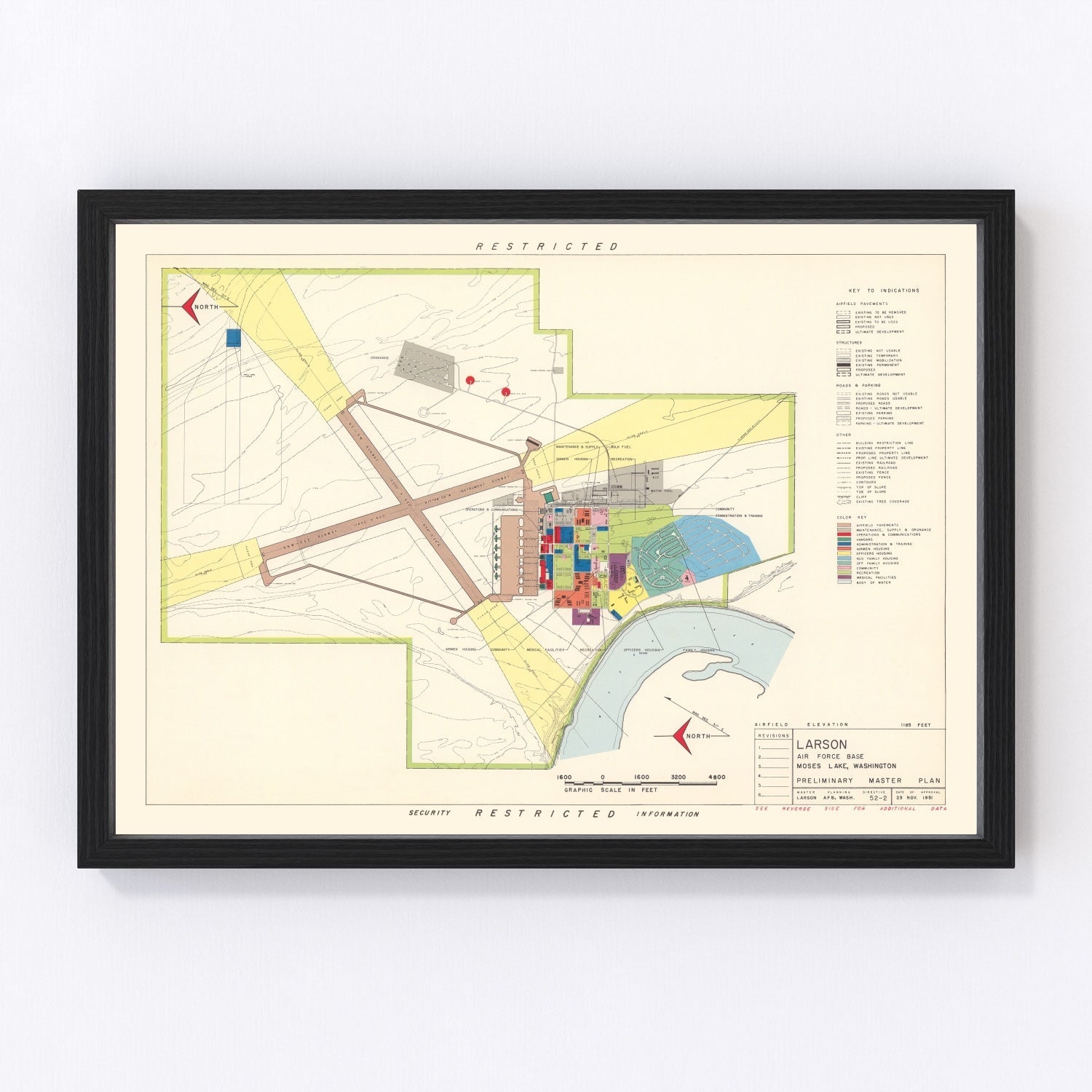 Vintage Map of Larson Air Force Base, 1951