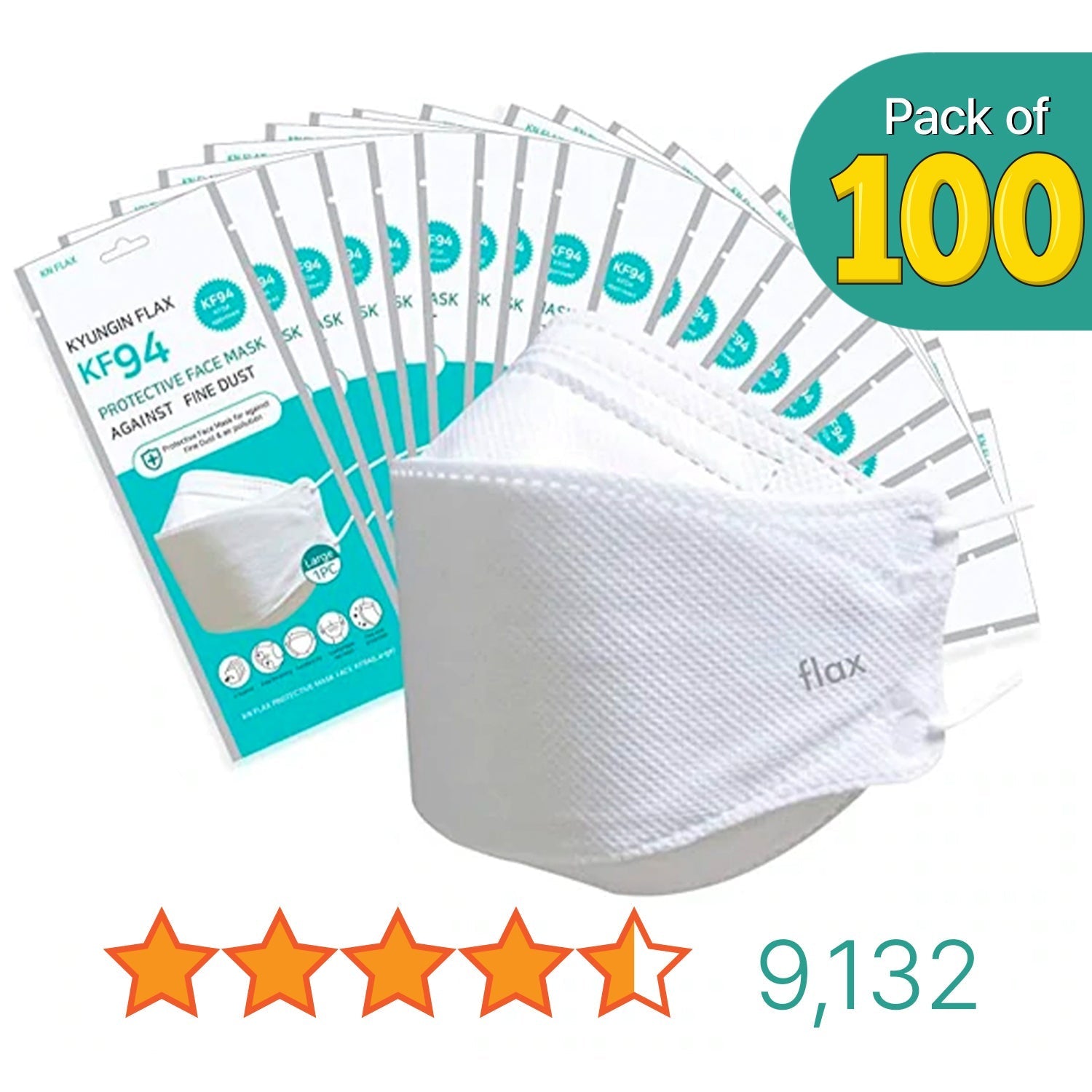 [100PCS] KN Flax KF94 Mask Made in Korea | FDA Registered