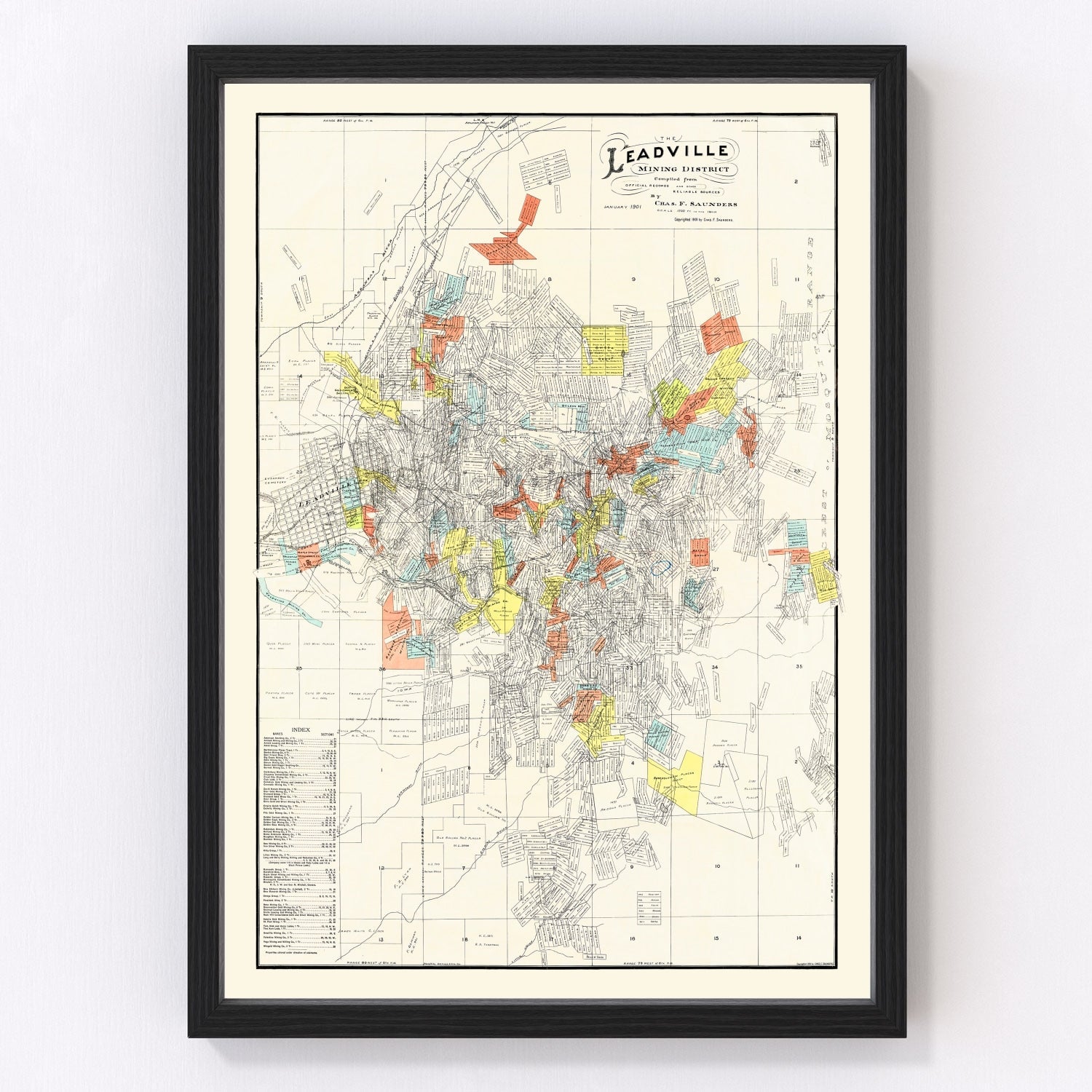 Vintage Leadville Mining District Map 1901