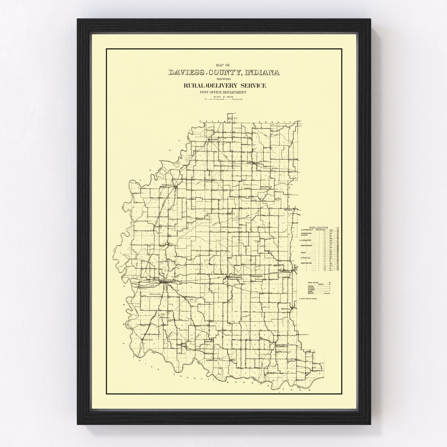 Vintage Map of Daviess County, Indiana 1910