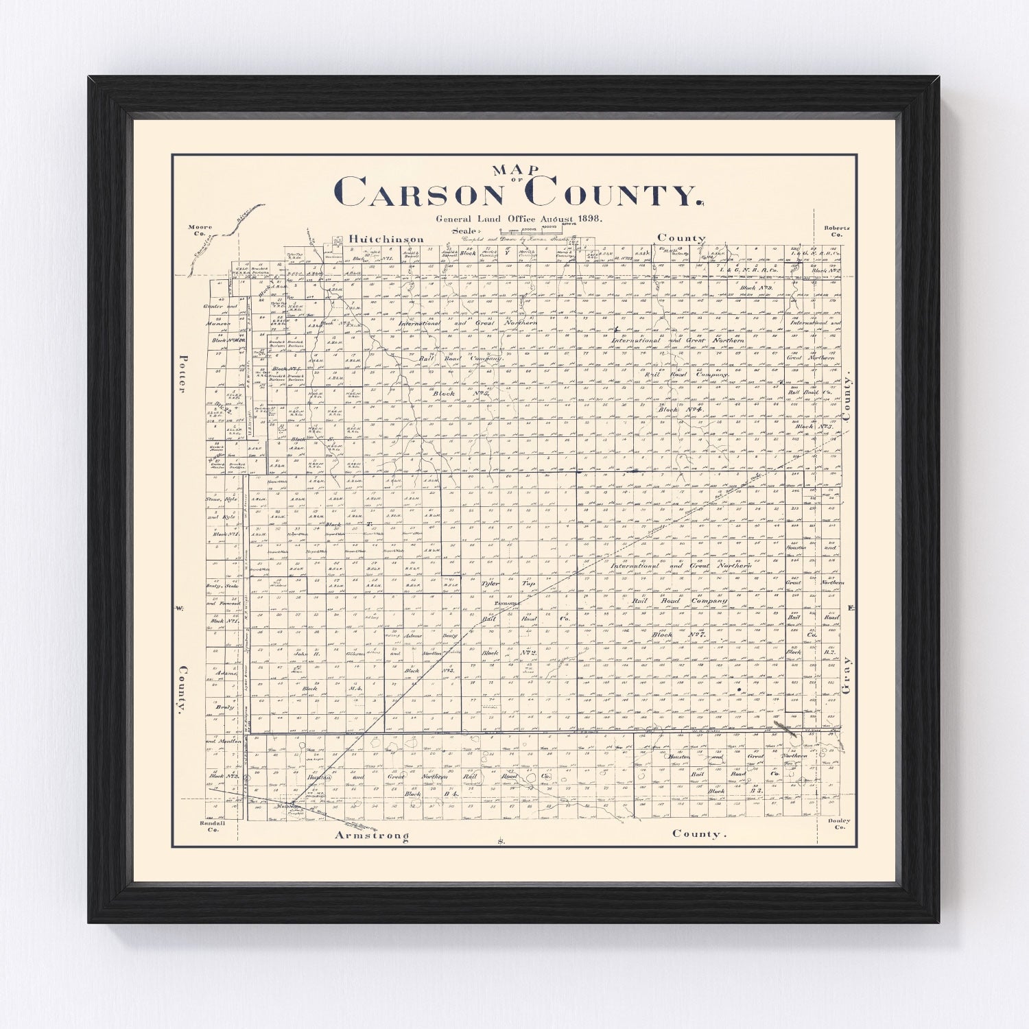 Vintage Map of Carson County, Texas 1898