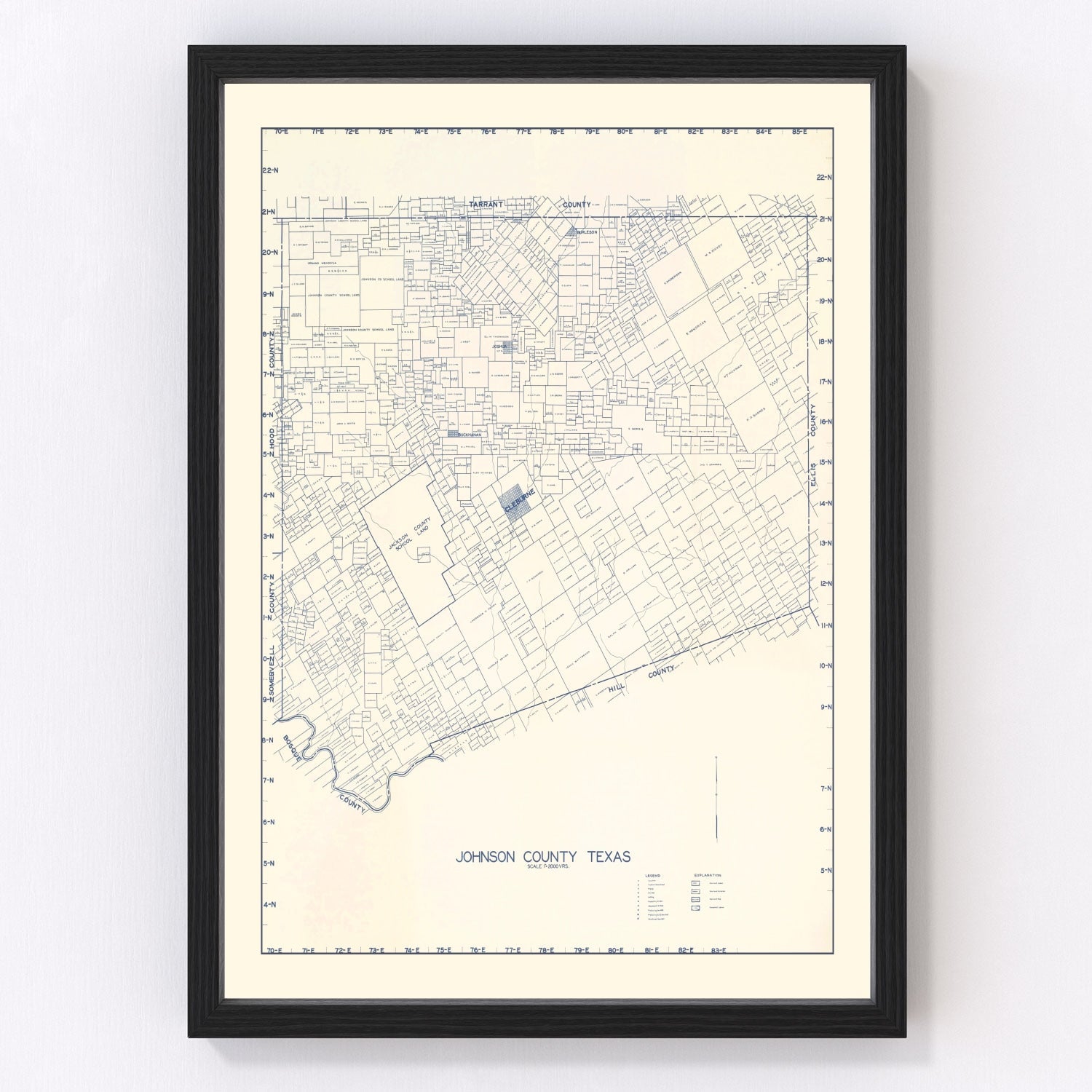 Vintage Map of Johnson County, Texas 1899