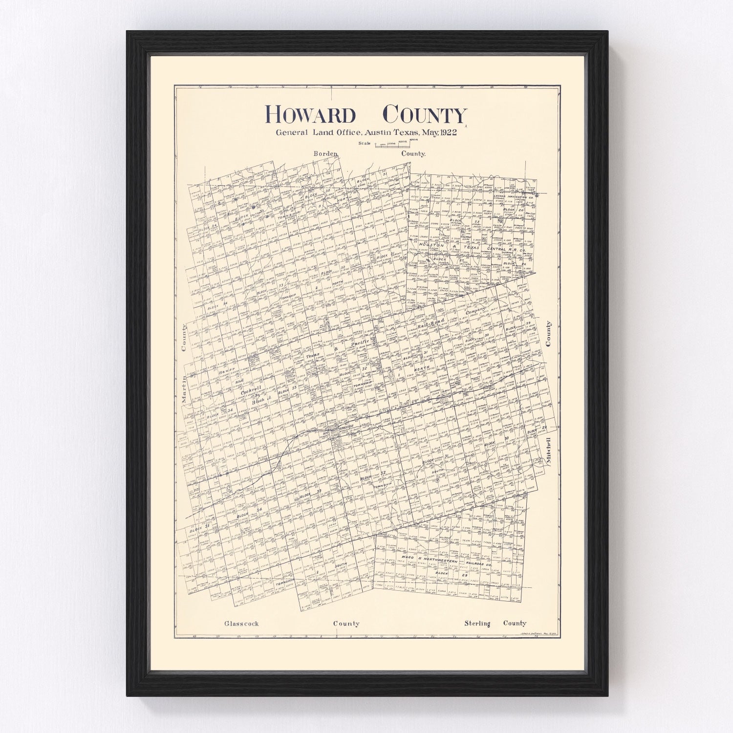 Vintage Map of Howard County, Texas 1922