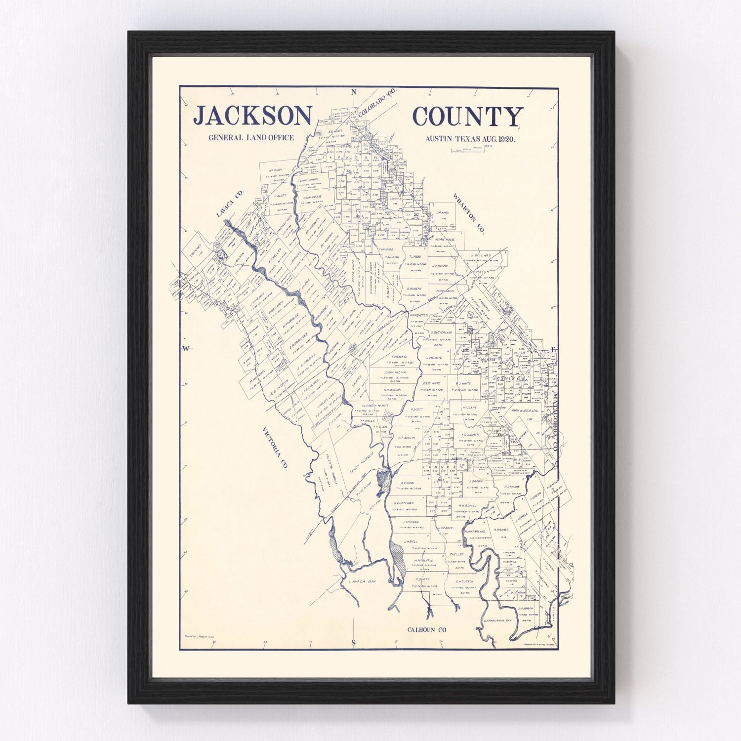 Vintage Map of Jackson County, Texas 1920