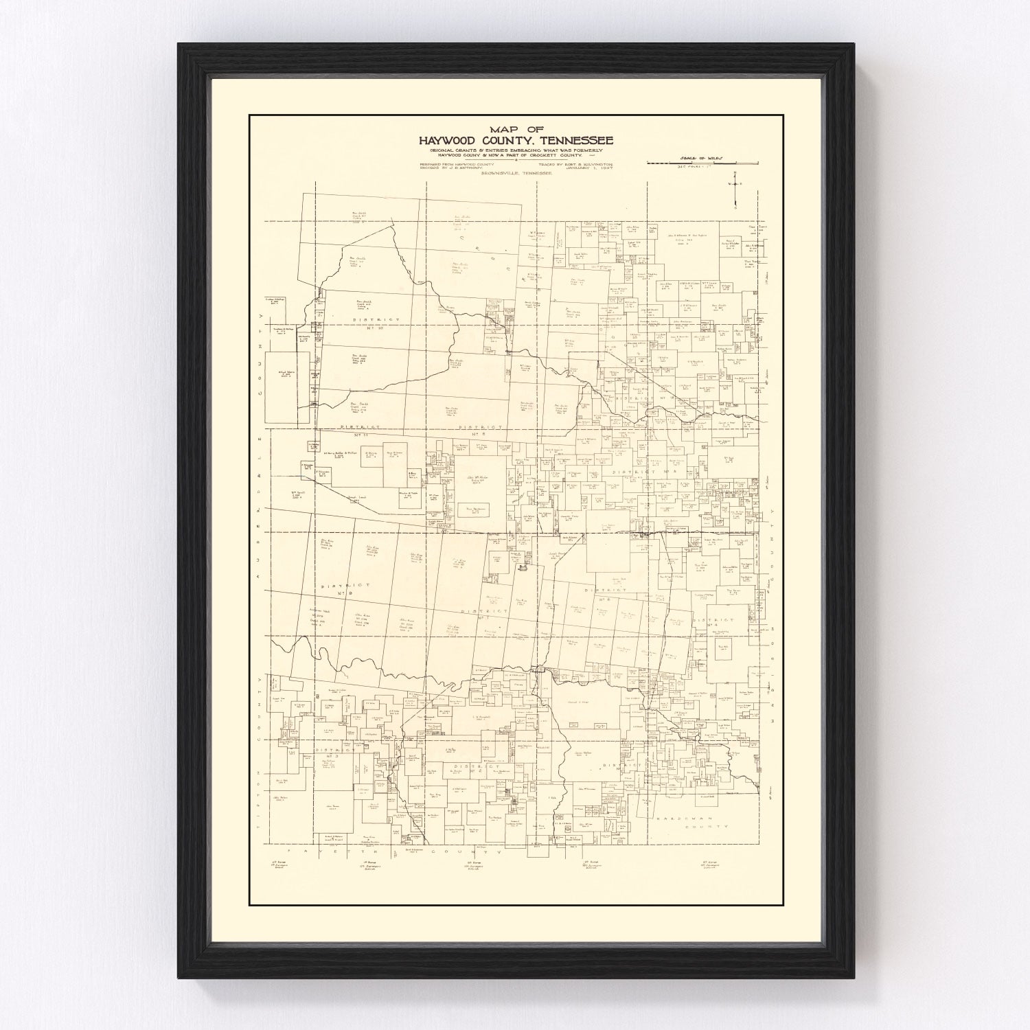 Vintage Map of Haywood County, Tennessee 1927