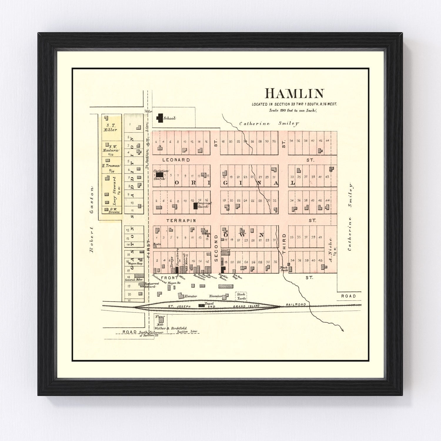 Vintage Map of Hamlin, Kansas 1887