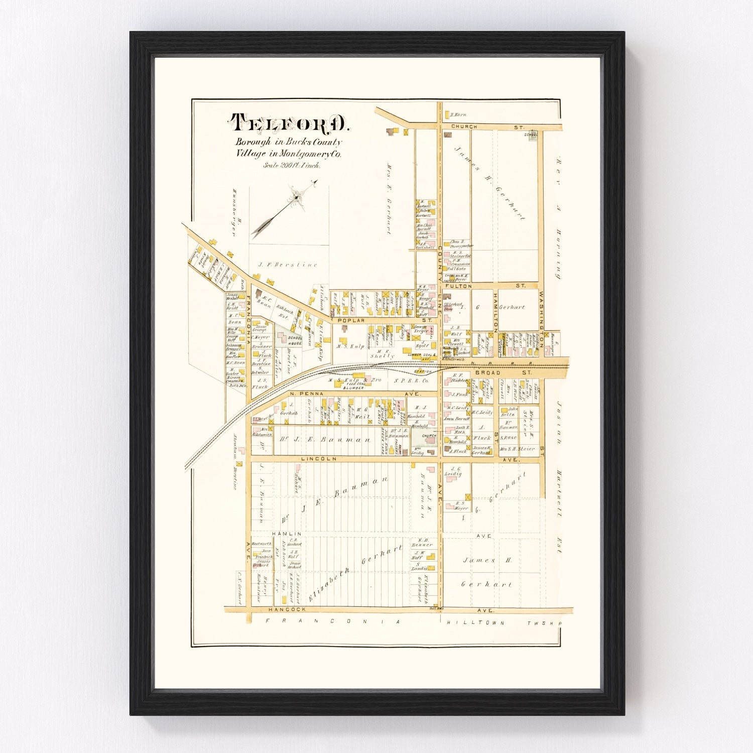 Vintage Map of Telford, Pennsylvania 1891
