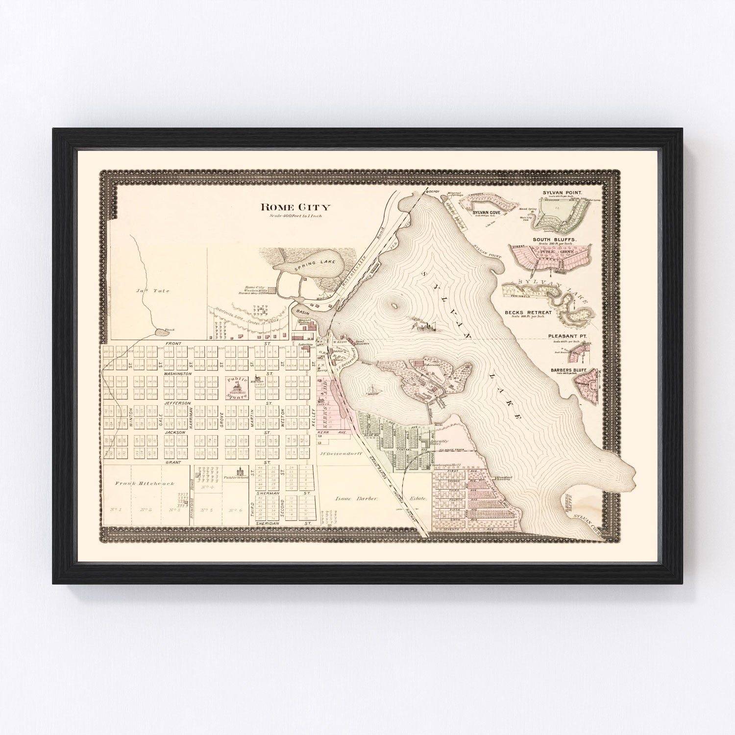 Vintage Map of Rome City, Indiana 1893