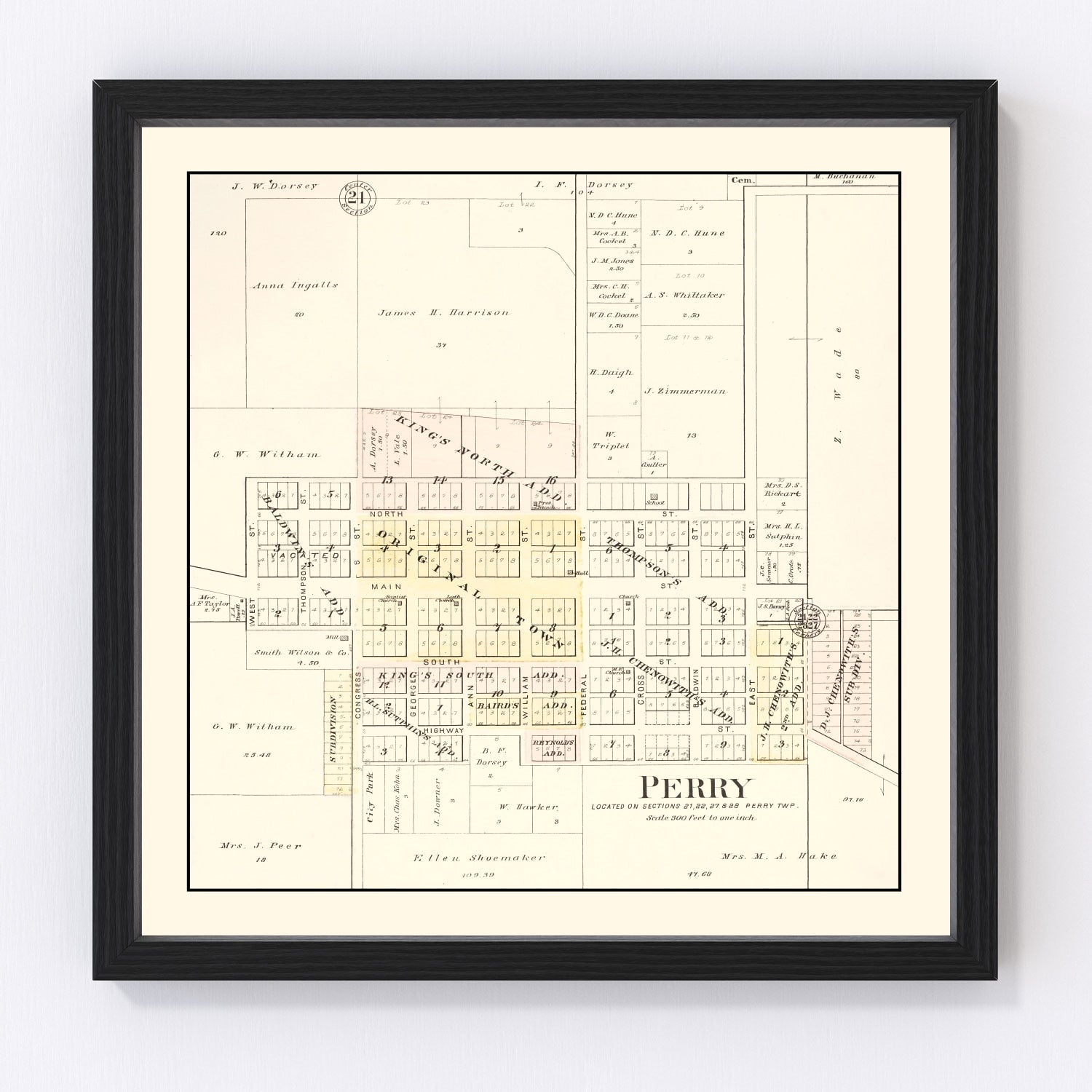 Vintage Map of Perry, Illinois 1895