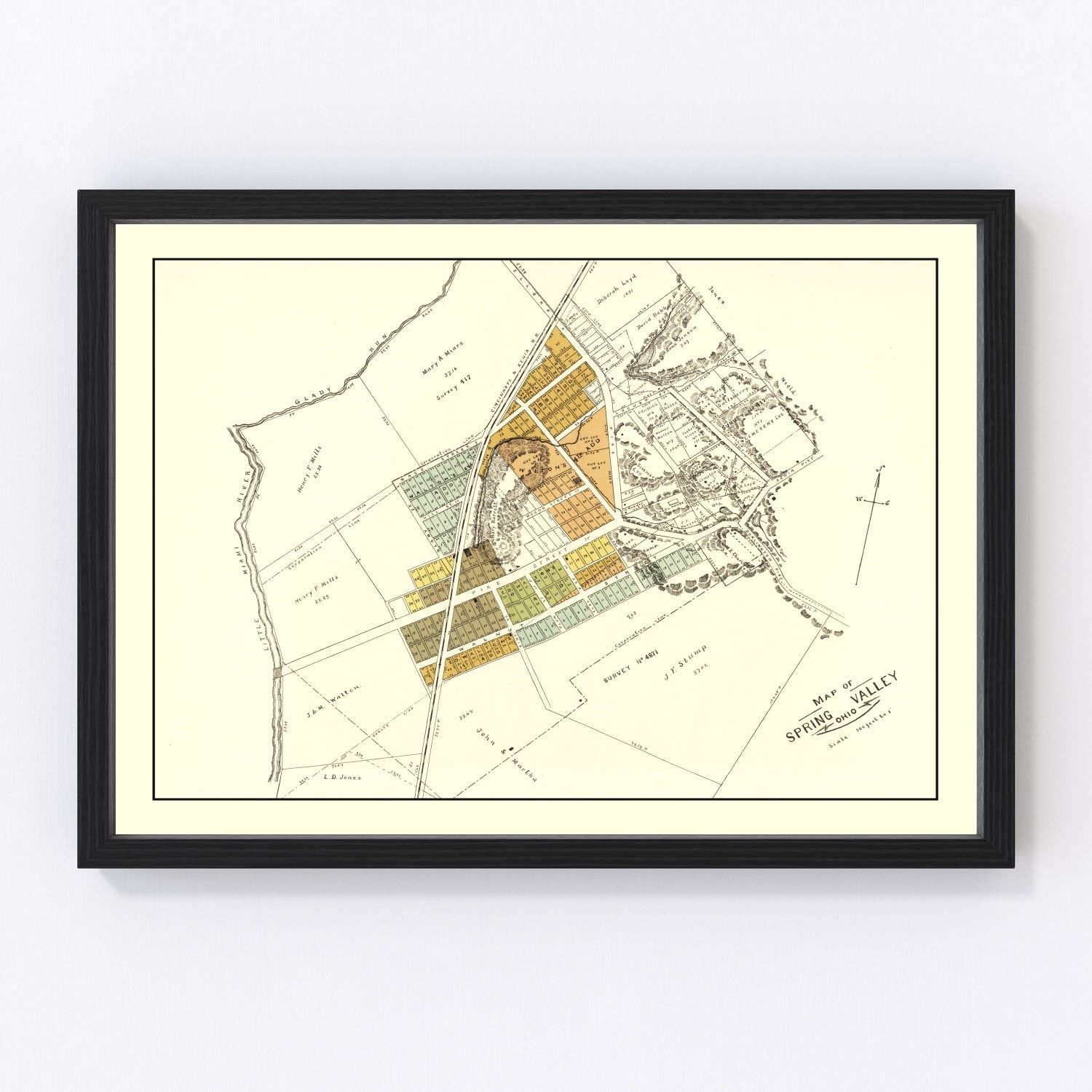 Vintage Map of Spring Valley, Ohio 1896