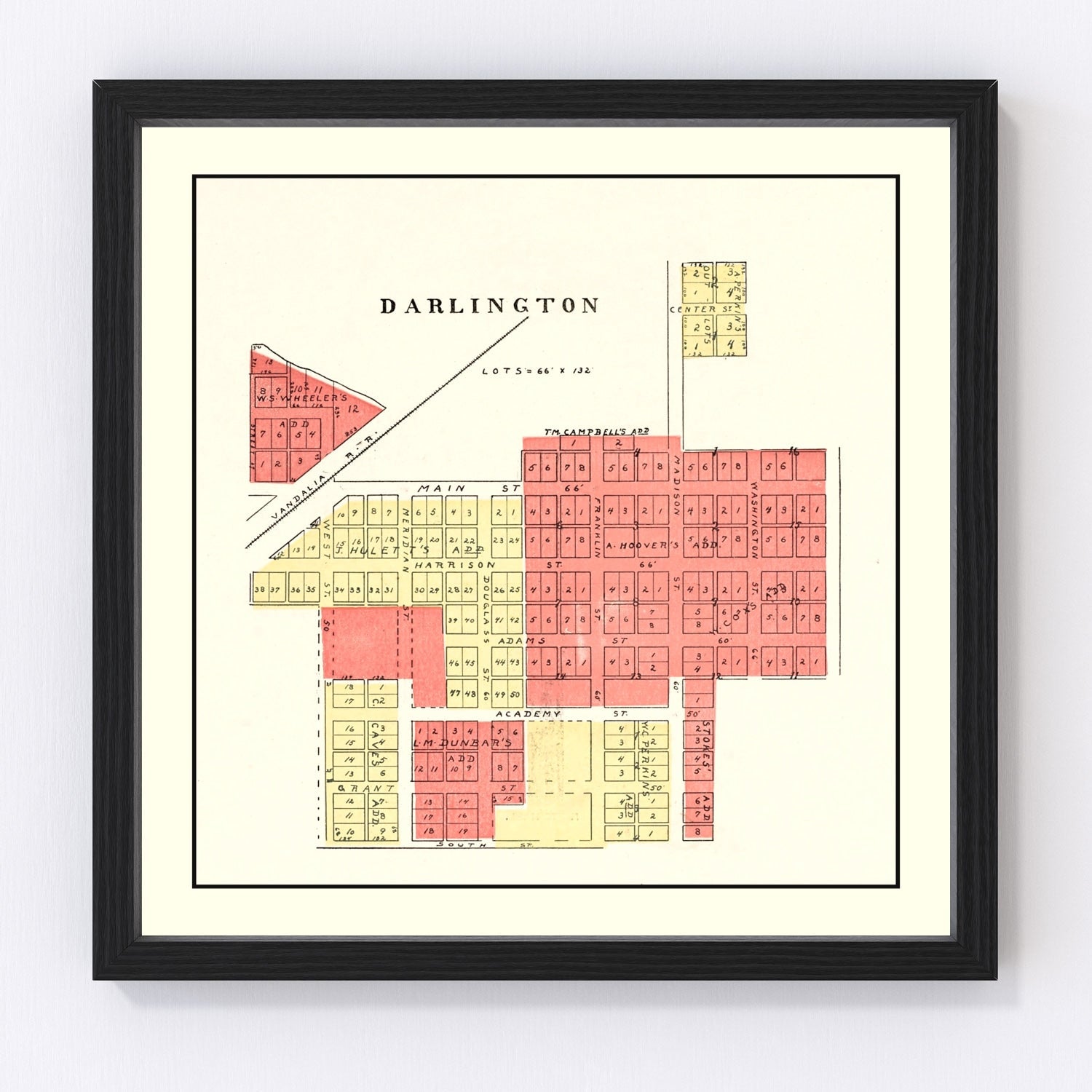 Vintage Map of Darlington, Indiana 1898