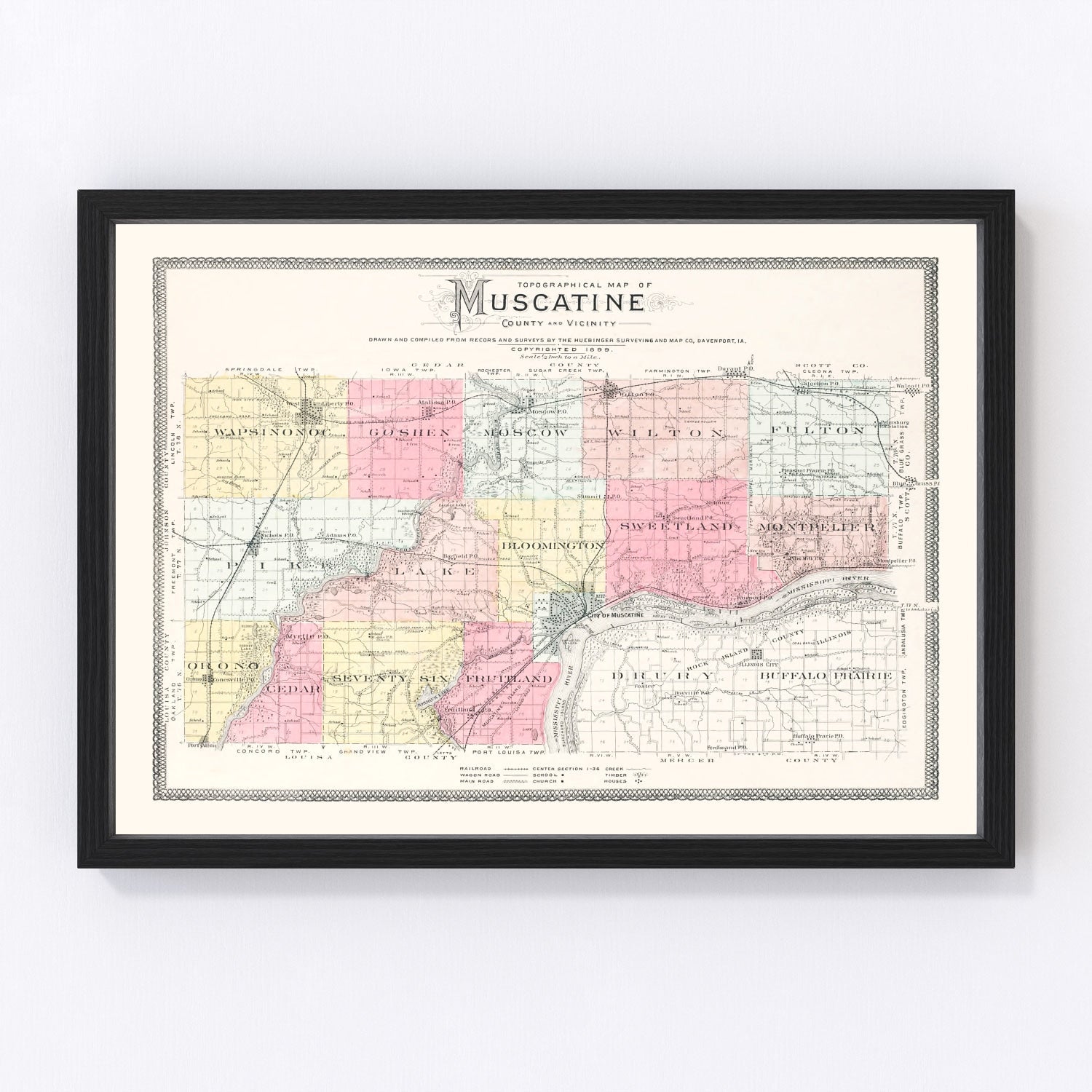Vintage Map of Muscatine, Iowa 1899