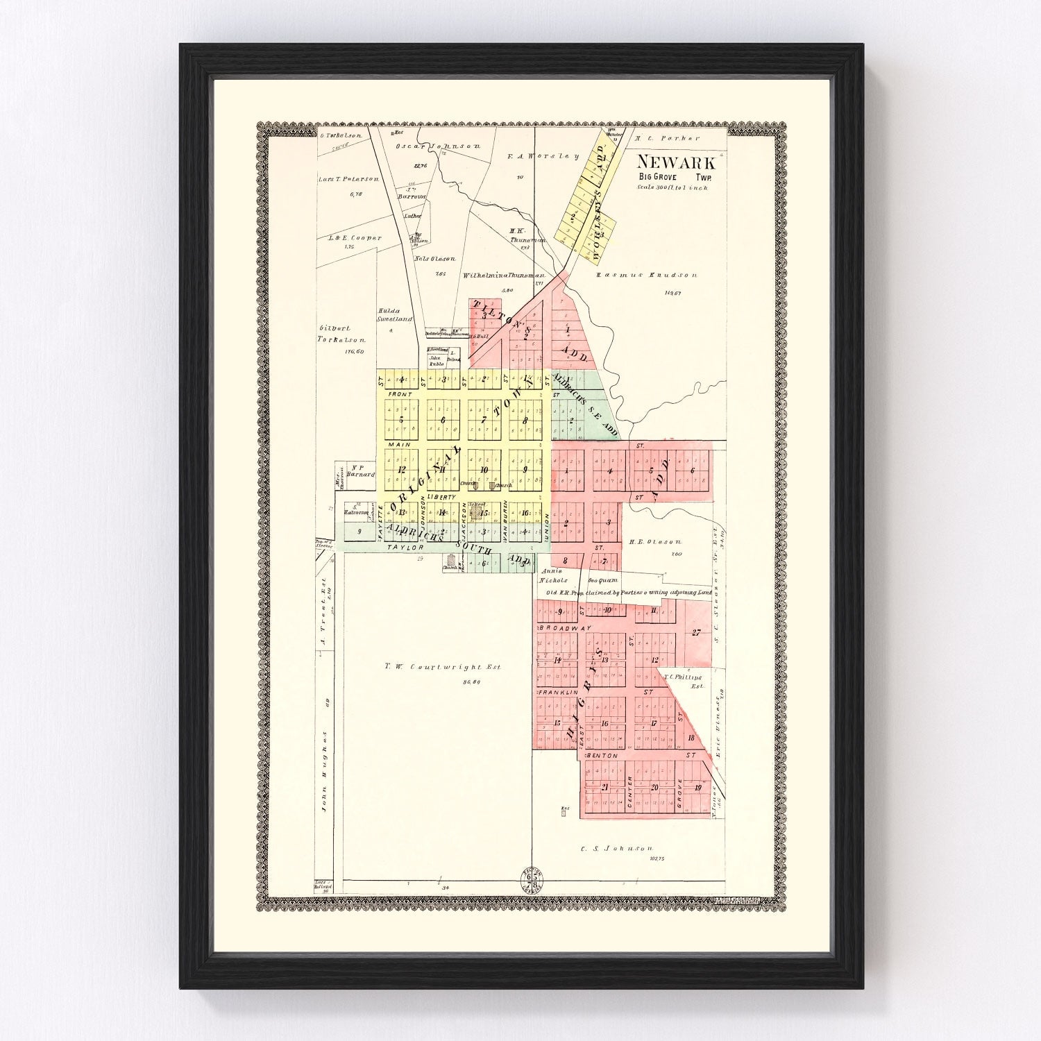 Vintage Map of Newark, Illinois 1903