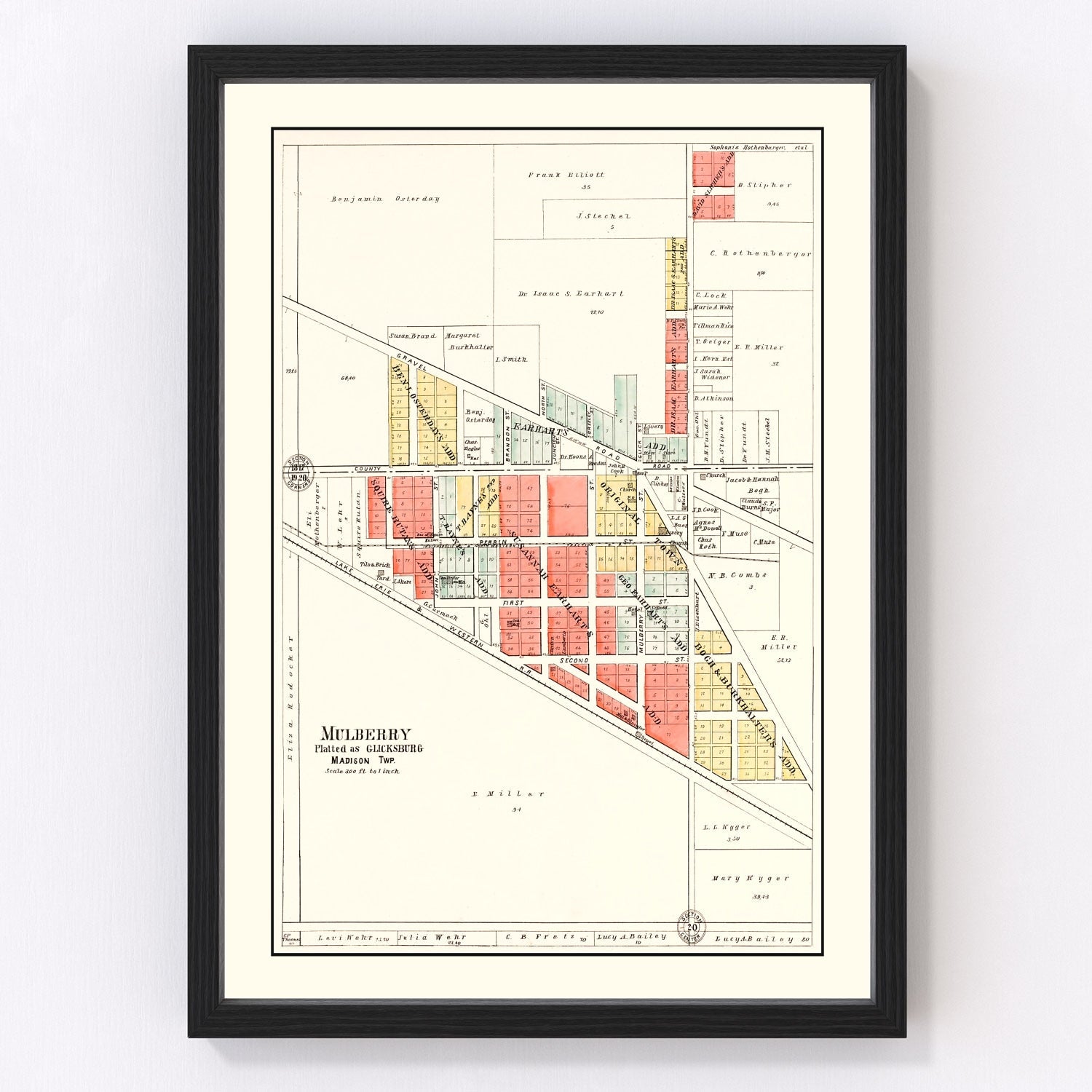 Vintage Map of Mulberry, Indiana 1903