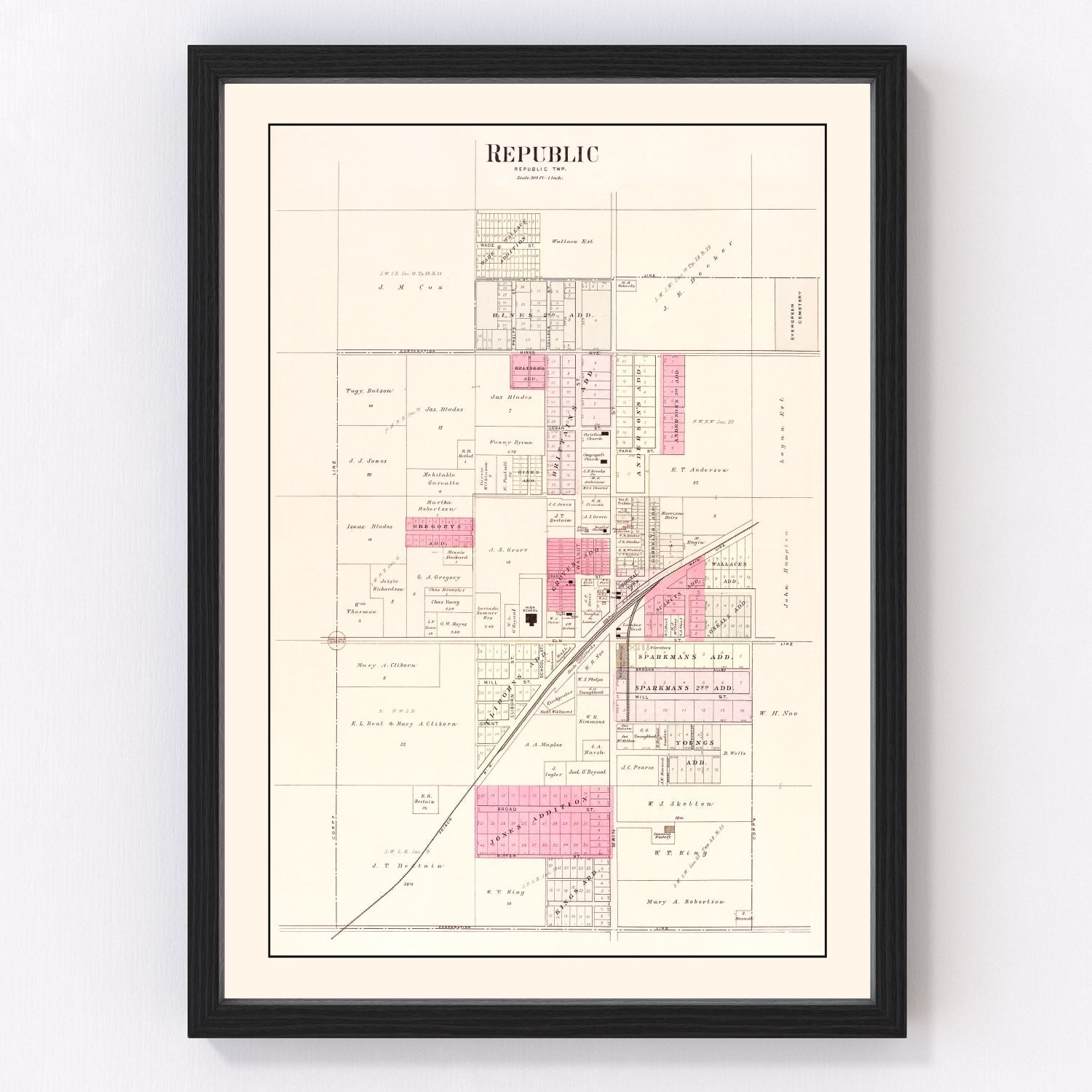 Vintage Map of Republic, Missouri 1904