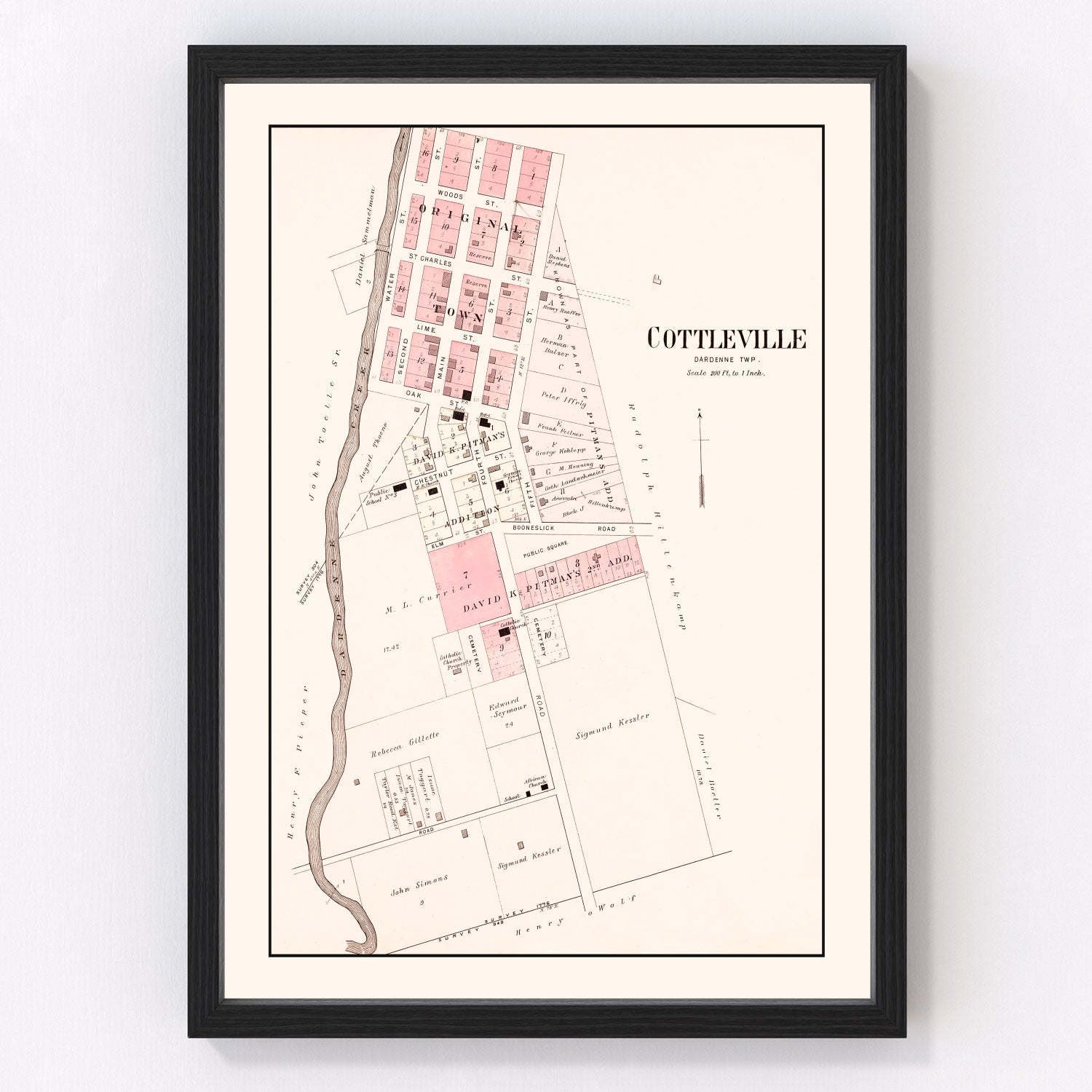 Vintage Map of Cottleville, Missouri 1905