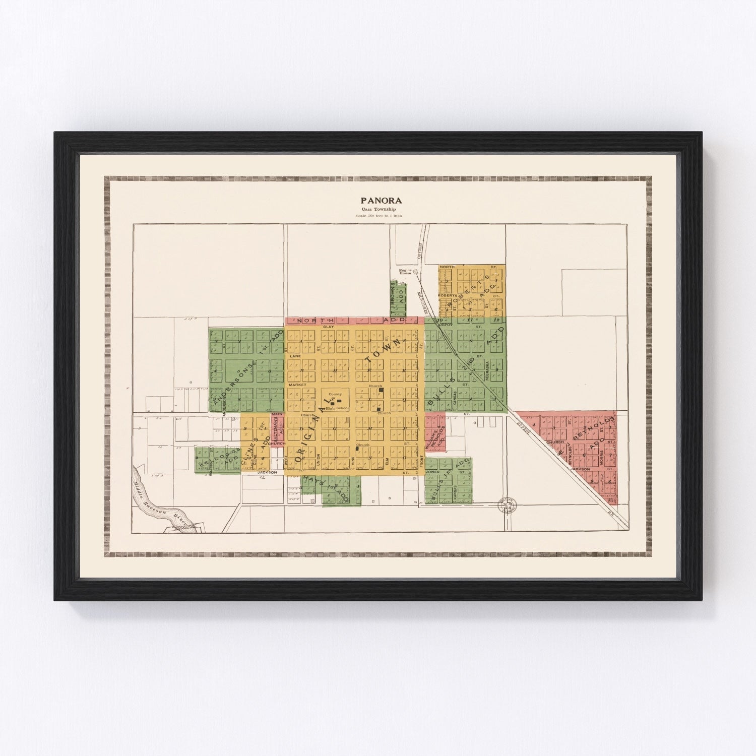 Vintage Map of Panora, Iowa 1917