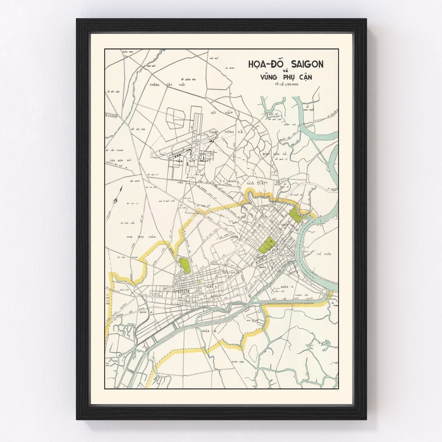 Vintage Map of Saigon, Vietnam 1968