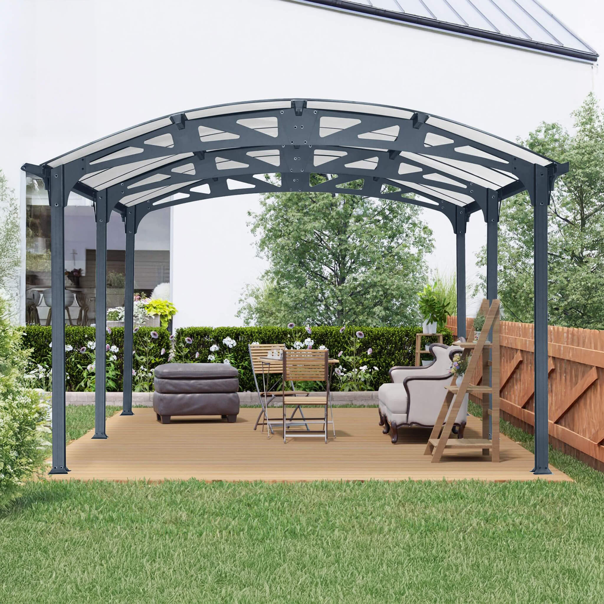 [12X16FT] Alora Large Outdoor Aluminum Arch Carport With Polycarbonate