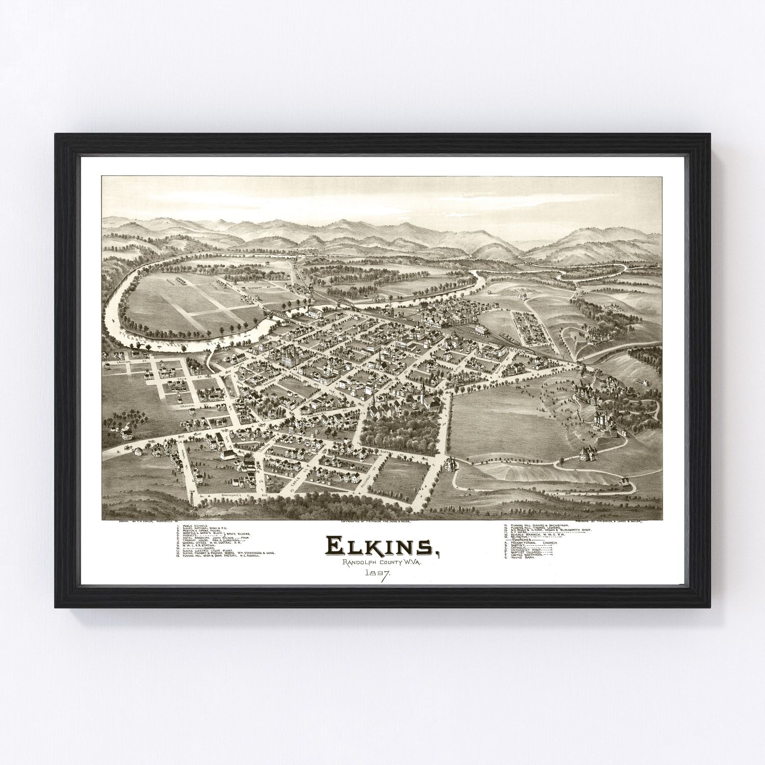 Vintage Map of Elkins, West Virginia 1897