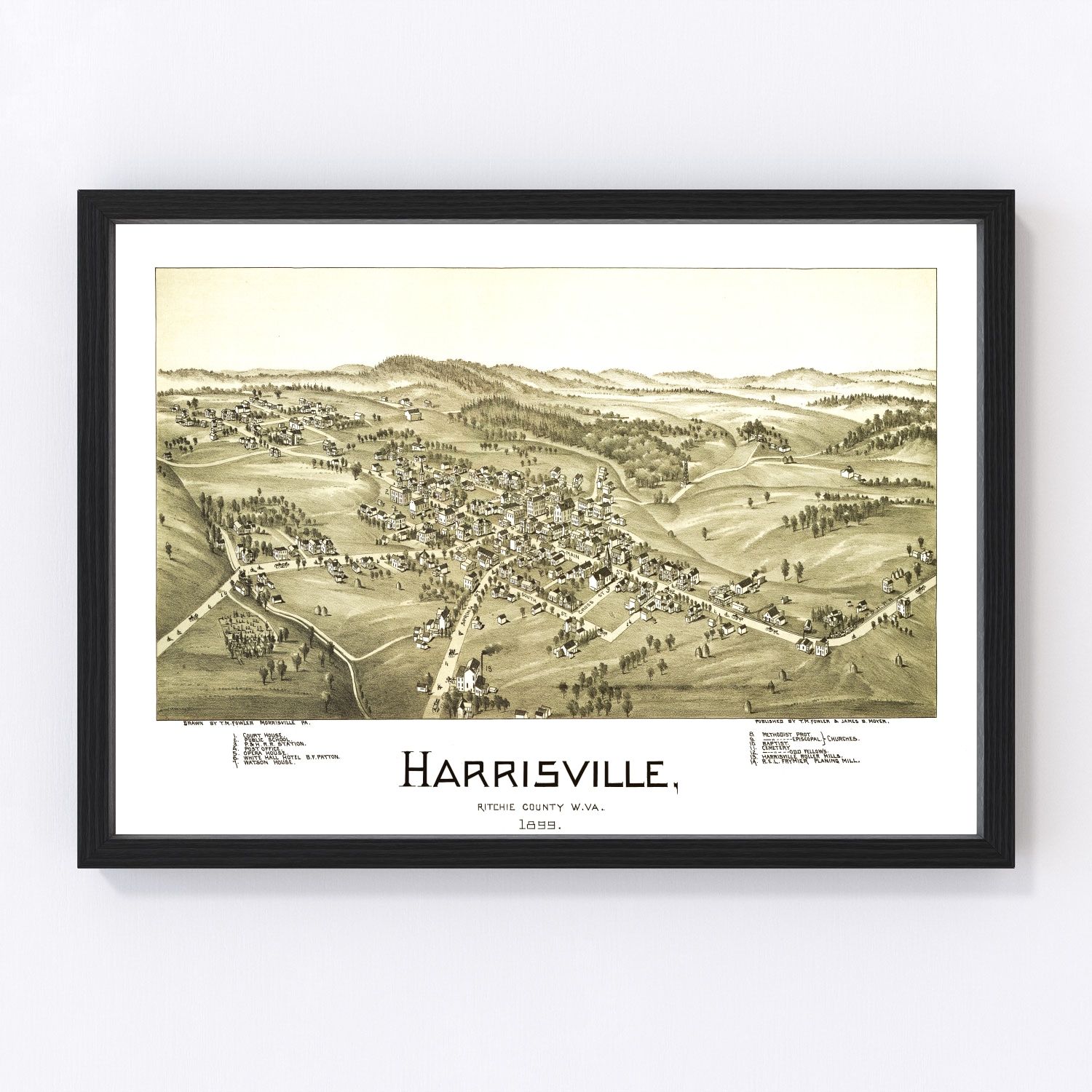 Vintage Map of Harrisville, West Virginia 1899