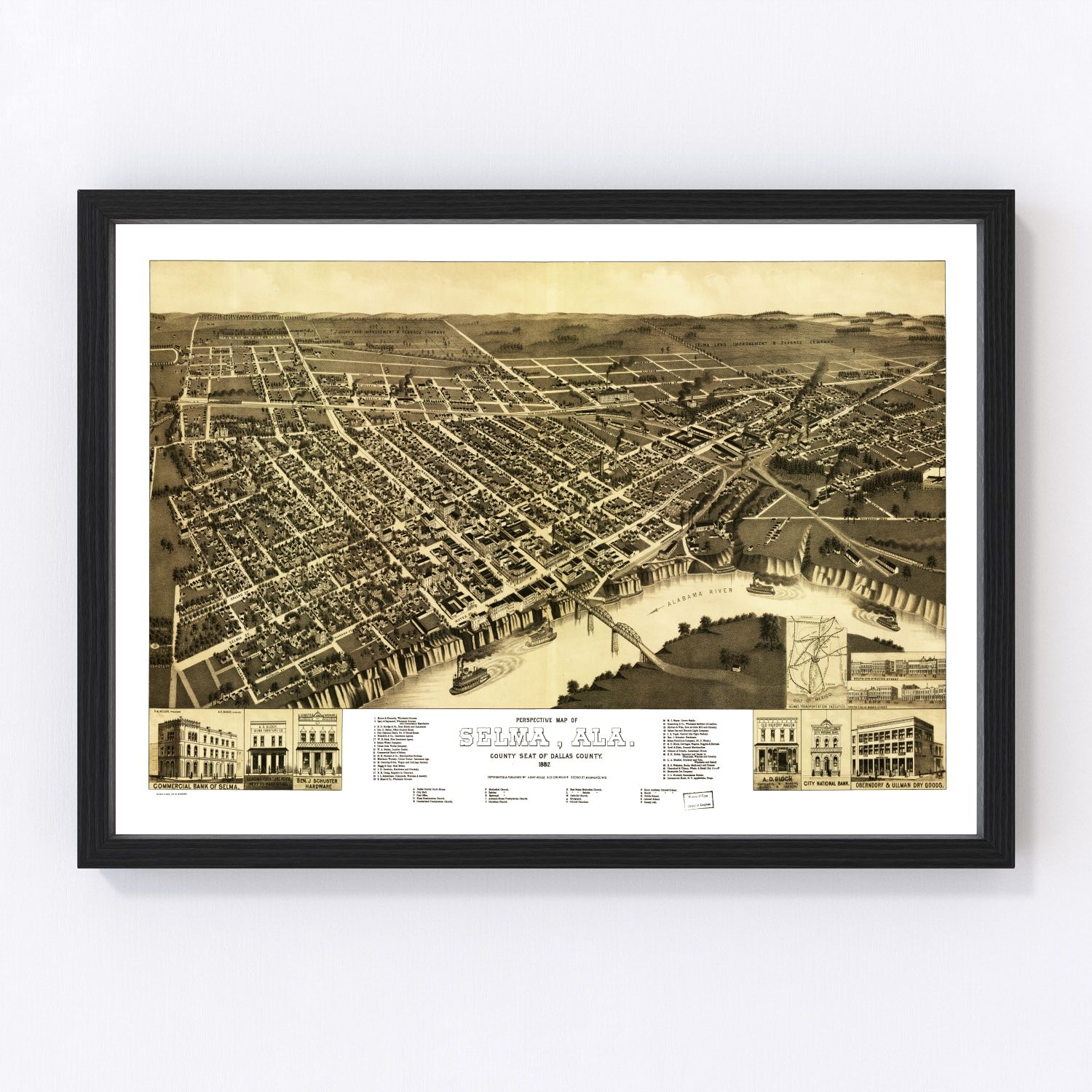 Vintage Map of Selma, Alabama 1887