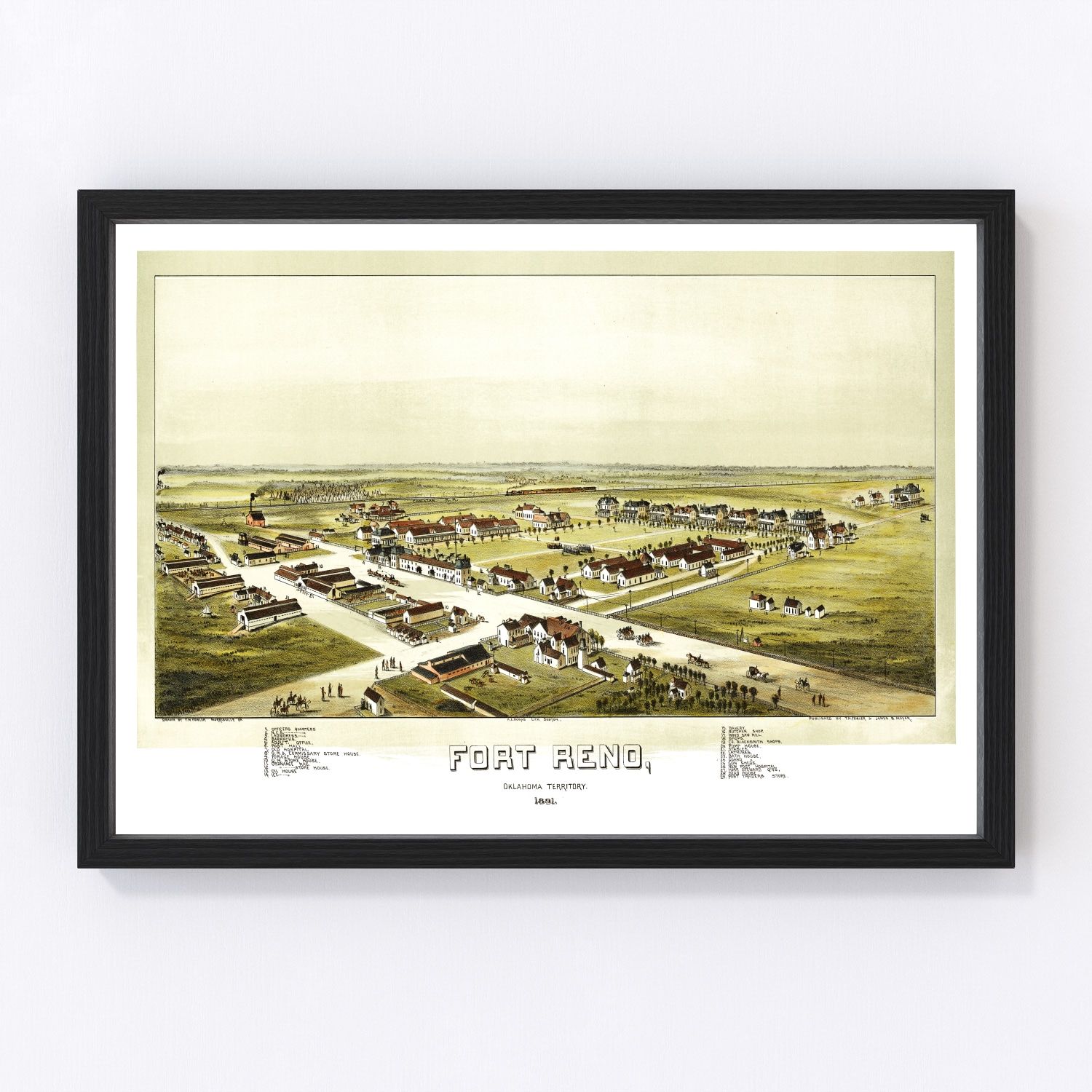 Vintage Map of Fort Reno, Oklahoma 1891