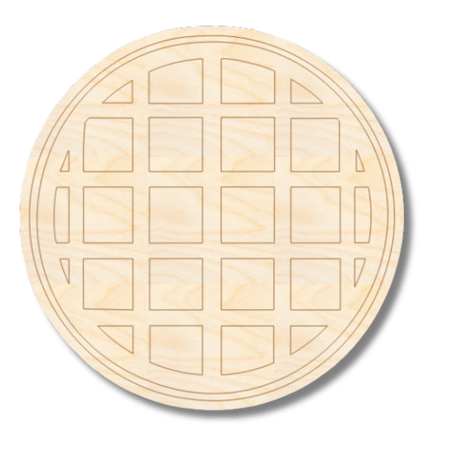 Unfinished Wood Etched Waffles Shape | Paint By Line Crafts | up to 30