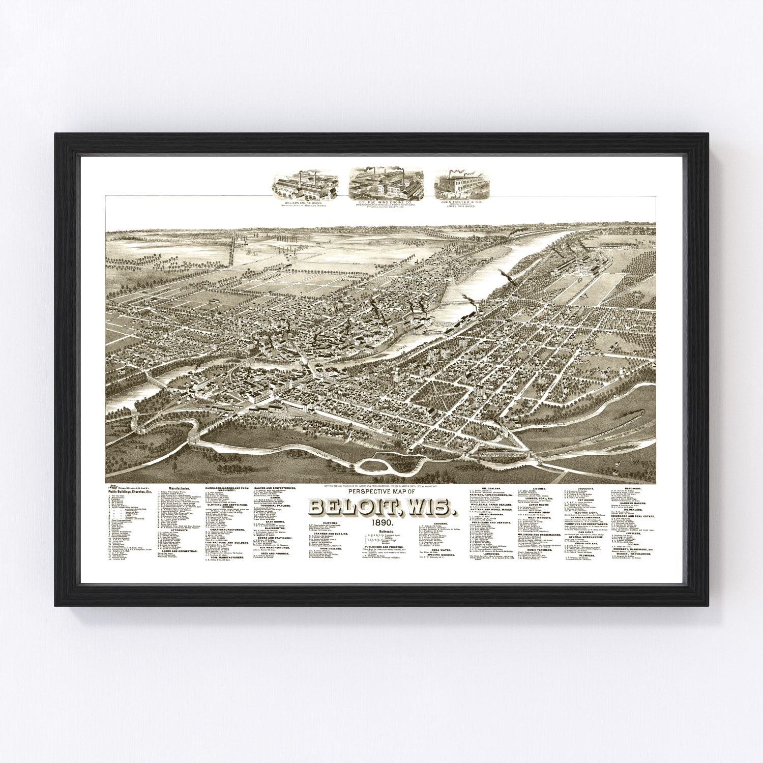 Vintage Map of Beloit, Wisconsin 1890
