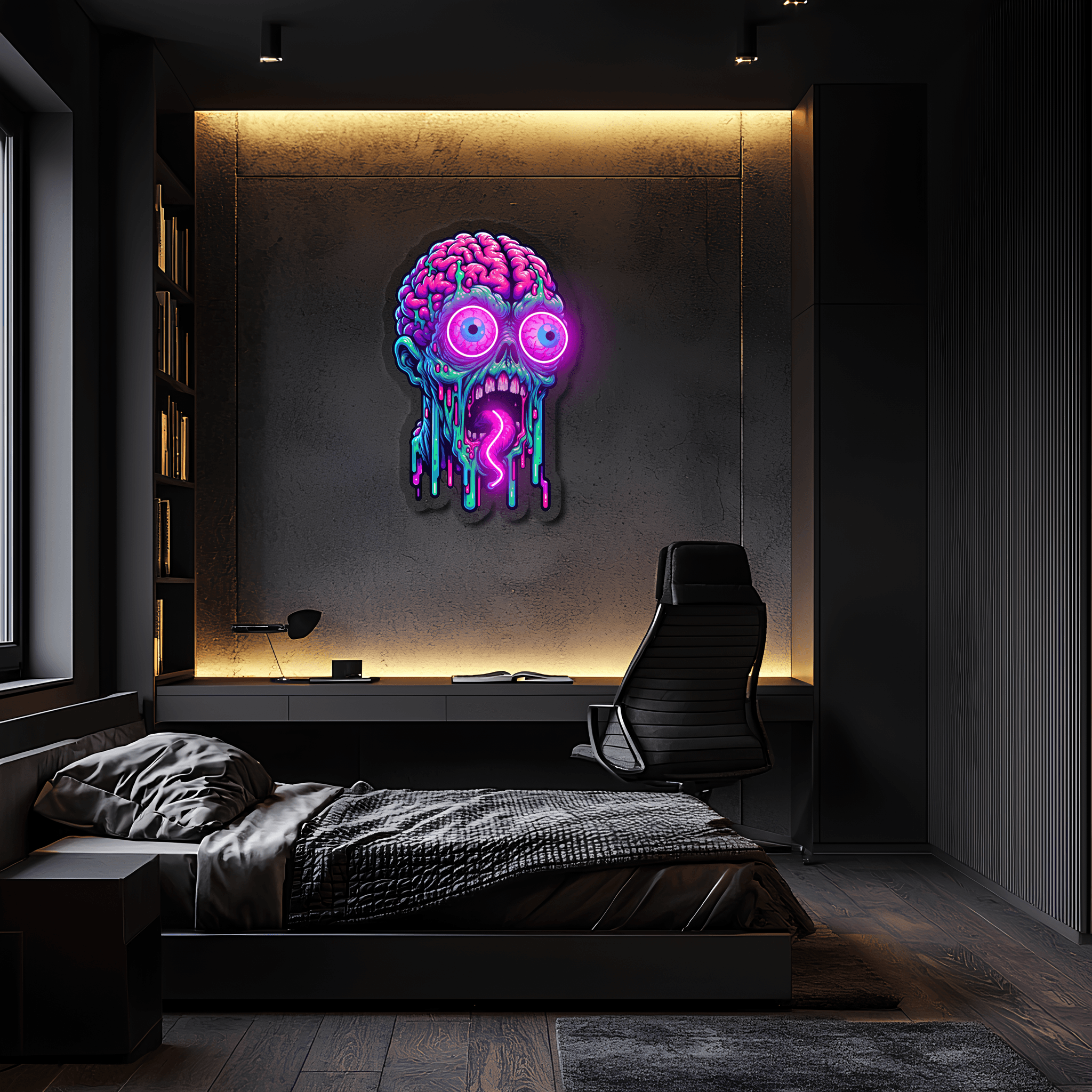 UV Printed Skull Neon Sign, Neon Wall Art, Neon Light Sign, Custom Neo