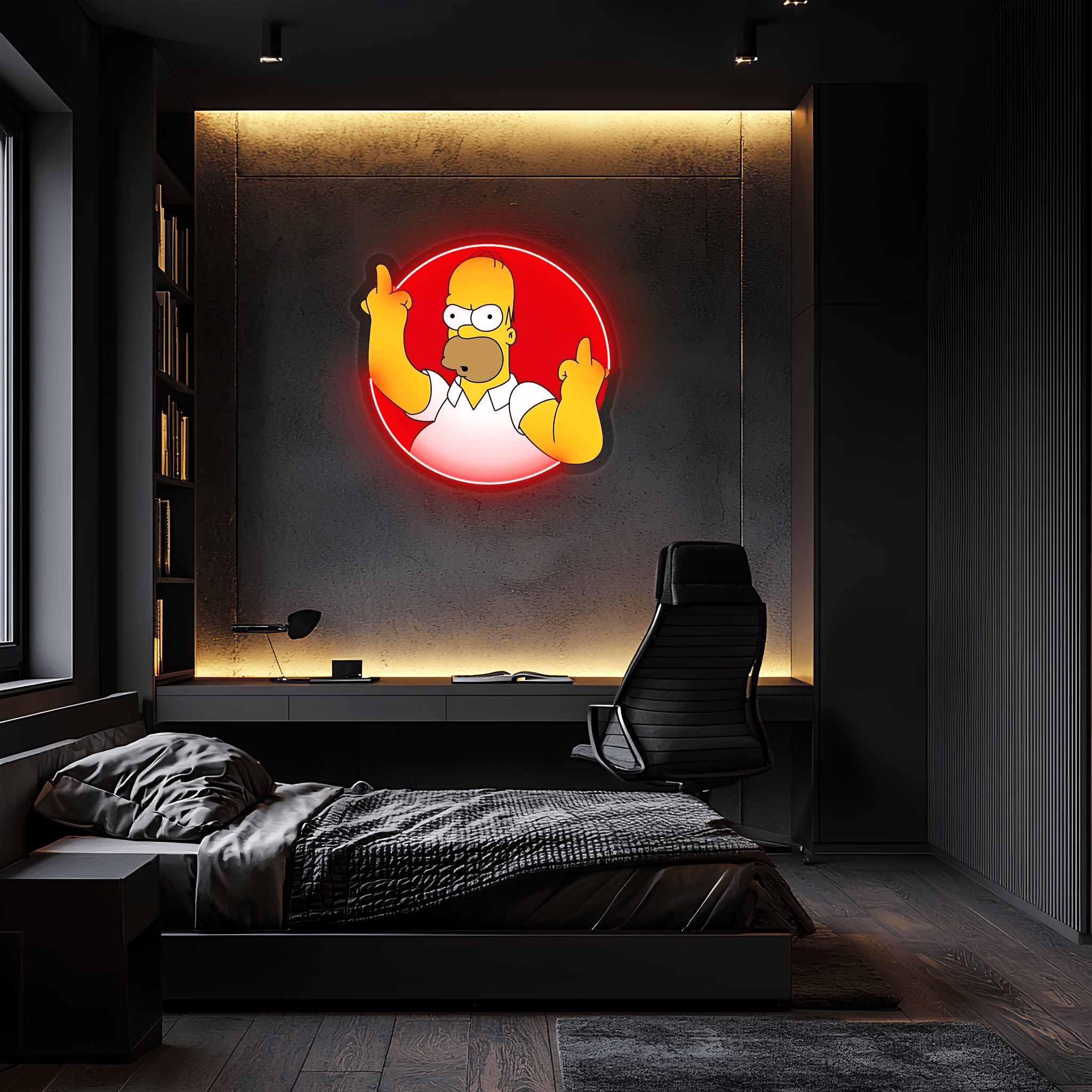 Homer Simpson Neon Sign, Simpson Neon Decor, Uv Print Neon Sign, Home