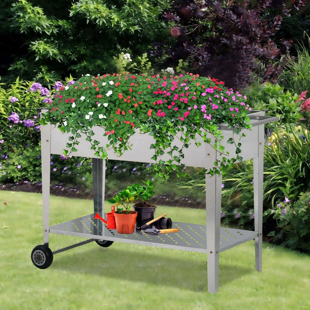 Raised Bed Garden with Wheels and Legs, Mobile Planter Box Elevated on