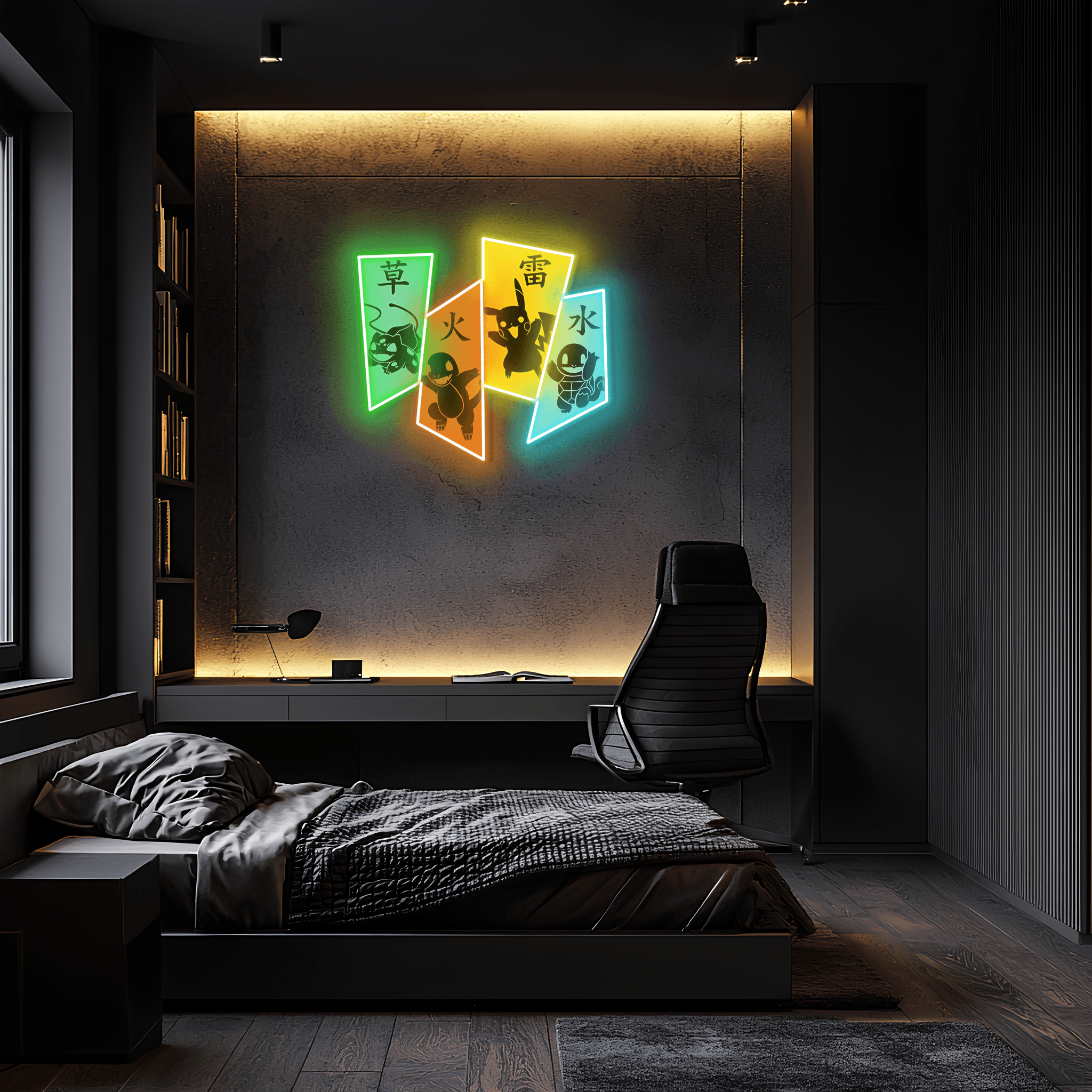 Pokemon Neon Sign, Uv Print Neon Art, Pika Uv Print Neon Sign, Neon Wa