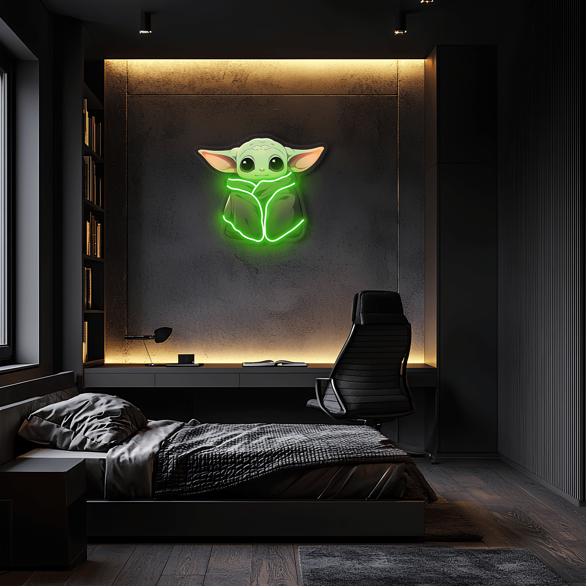 Yoda Neon Sign, Uv Print Neon, Start Wars Wall Decor, Yoda Uv Print Ne