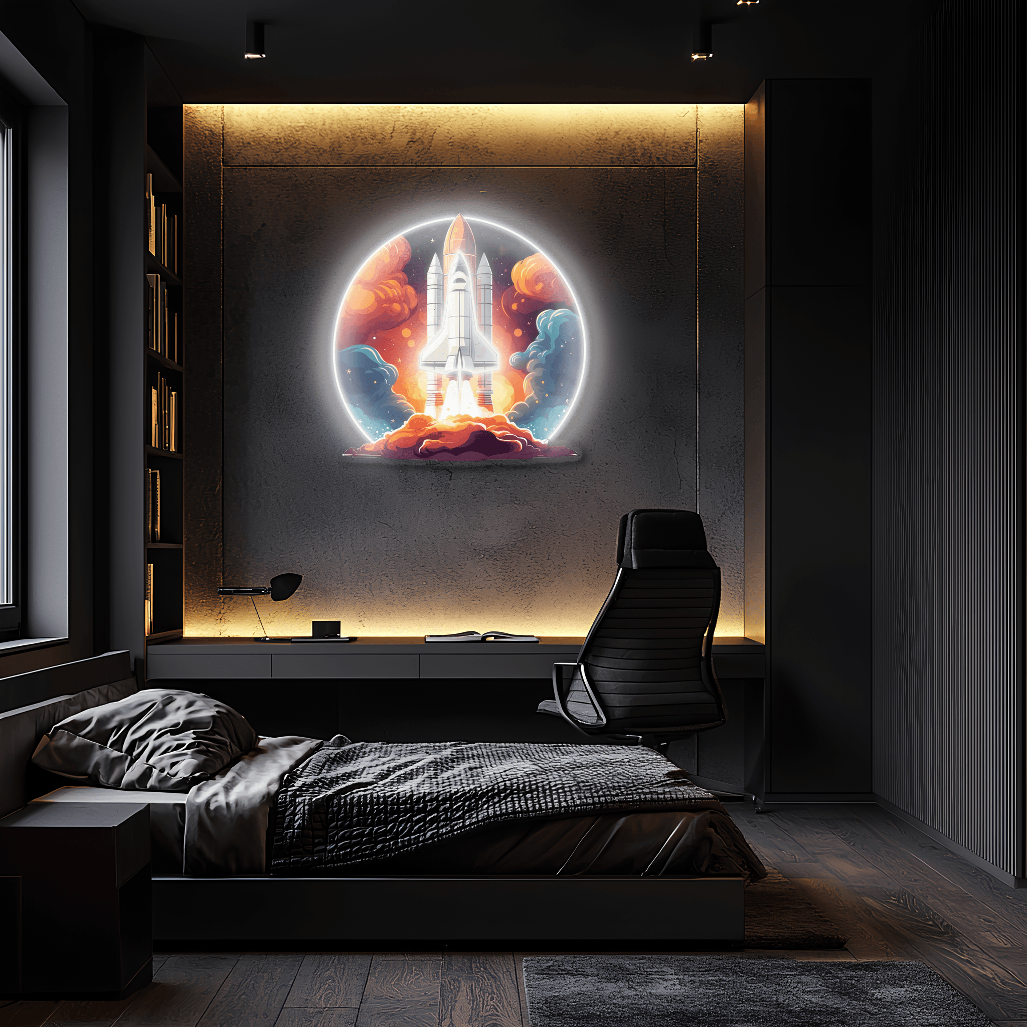 Space Shuttle Plexiglass Neon Art, Uv Print Neon Sign, Neon Light Sign