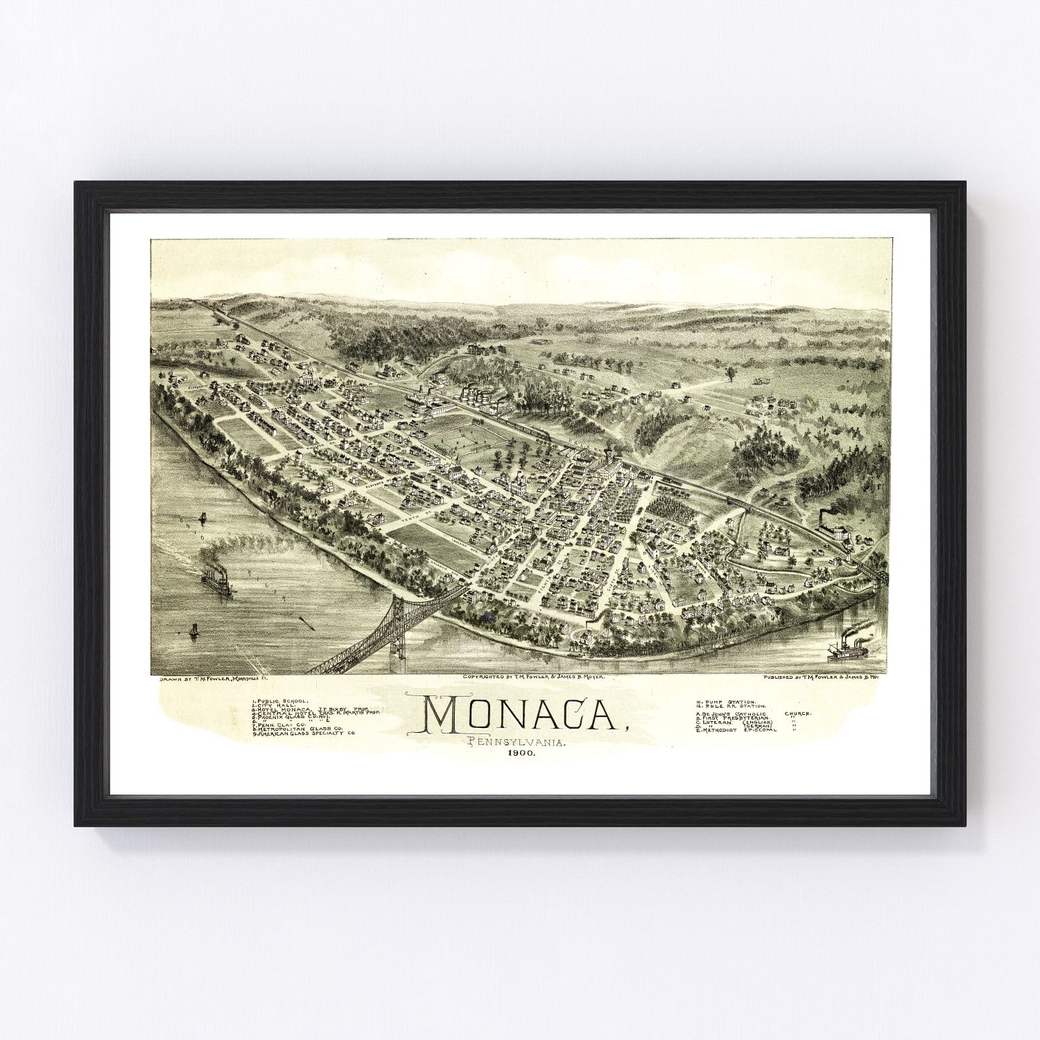 Vintage Map of Monaca, Pennsylvania 1900