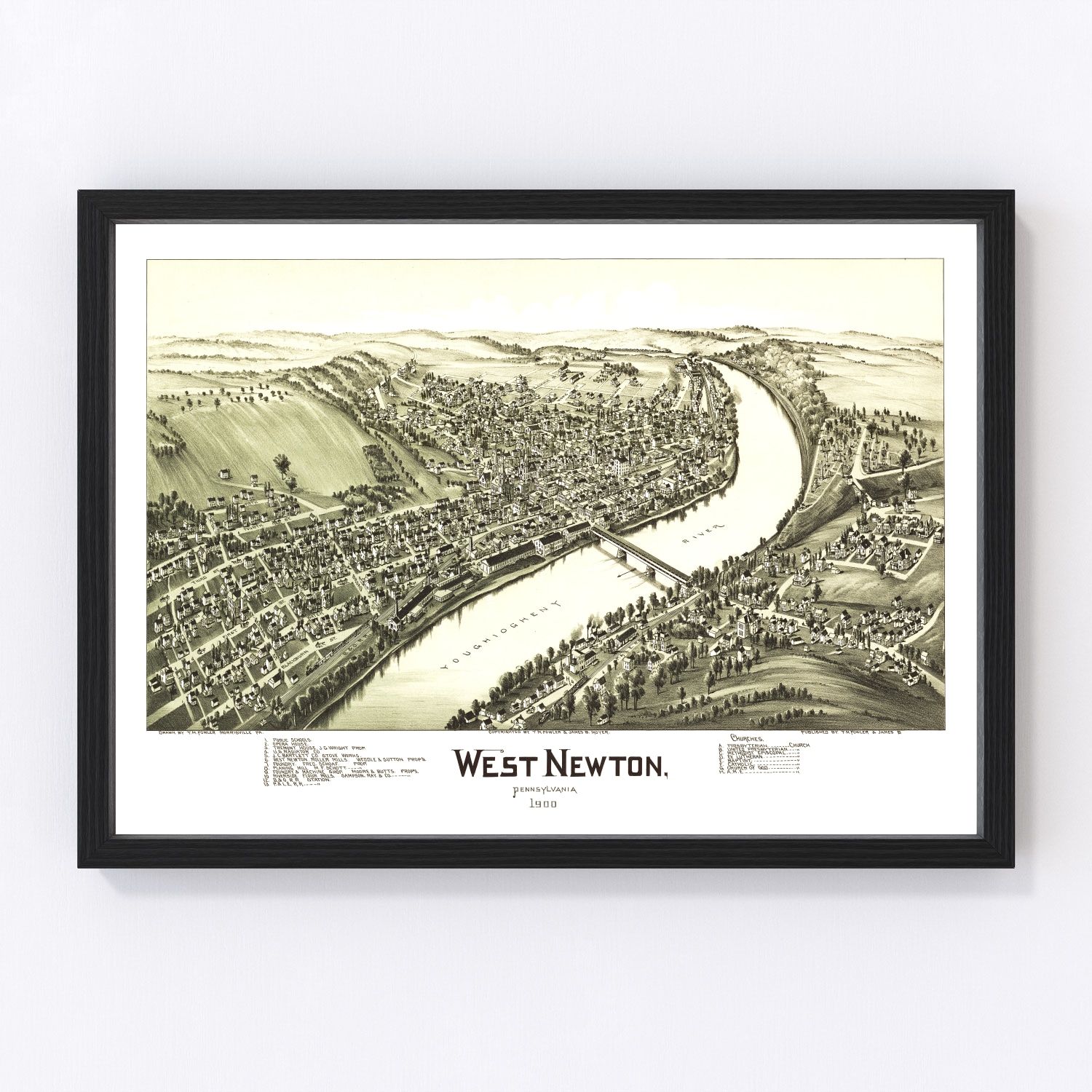 Vintage Map of West Newton, Pennsylvania 1900